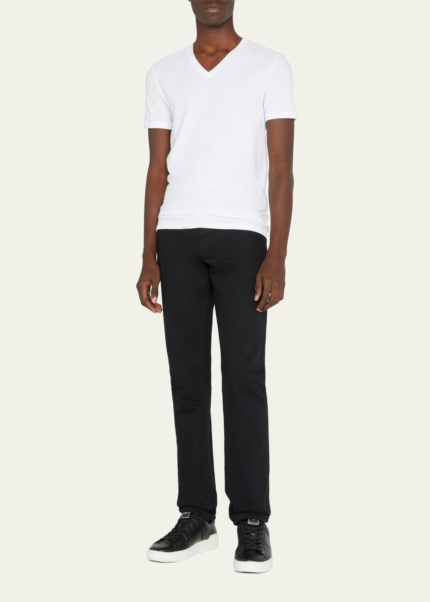 Balmain Men's V-Neck Logo T-Shirt - Bergdorf Goodman