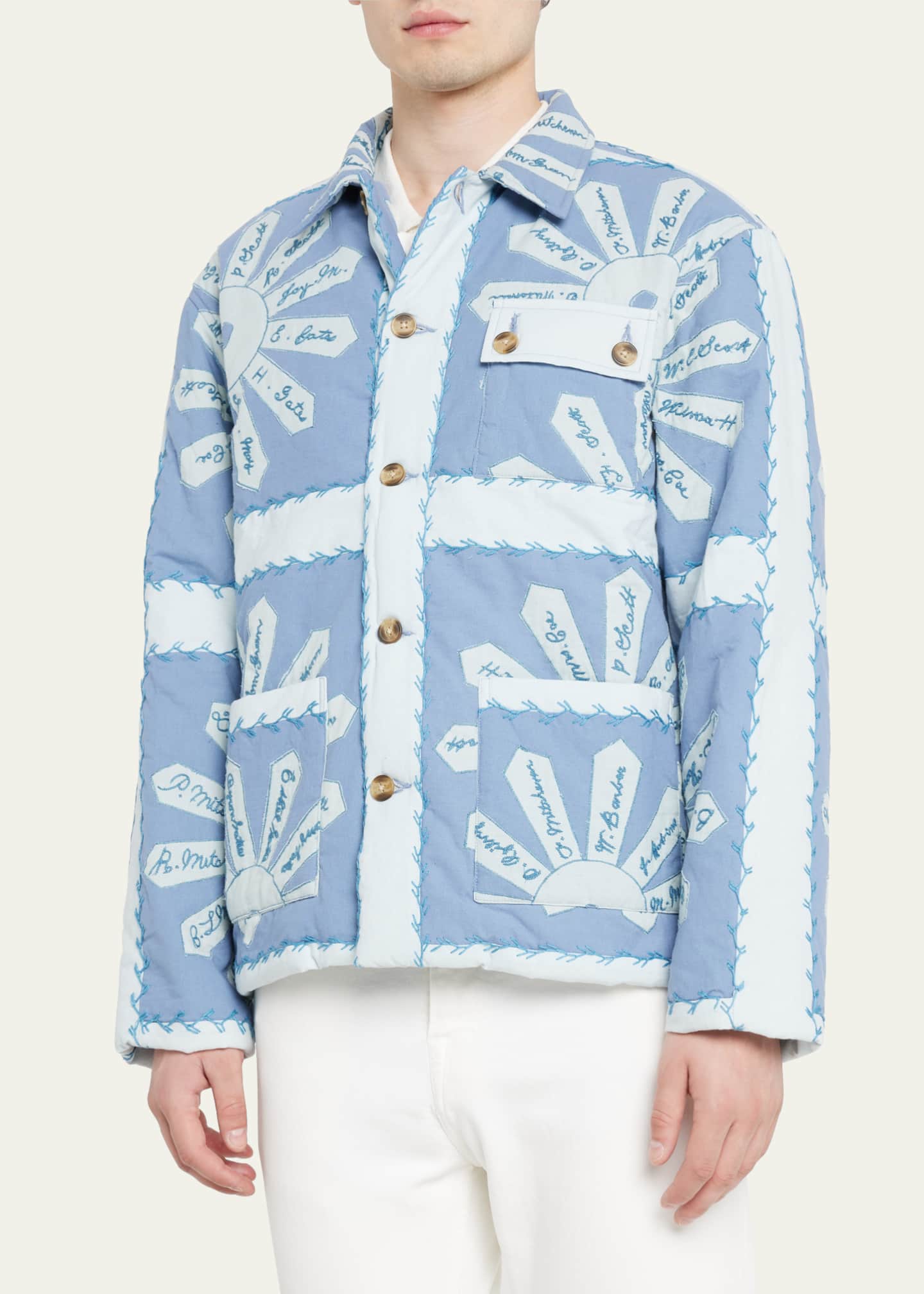Bode Men's Quilted Signature Floral Workwear Jacket - Bergdorf Goodman