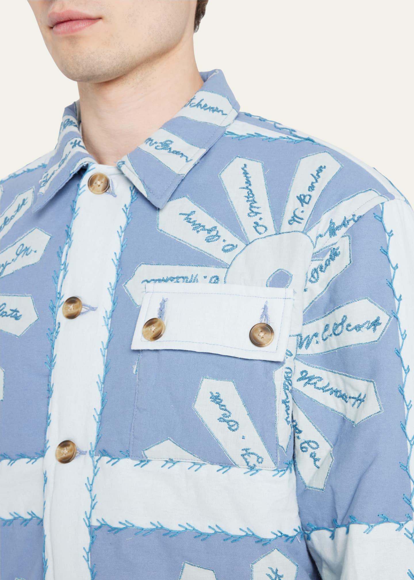 Bode Men's Quilted Signature Floral Workwear Jacket - Bergdorf Goodman