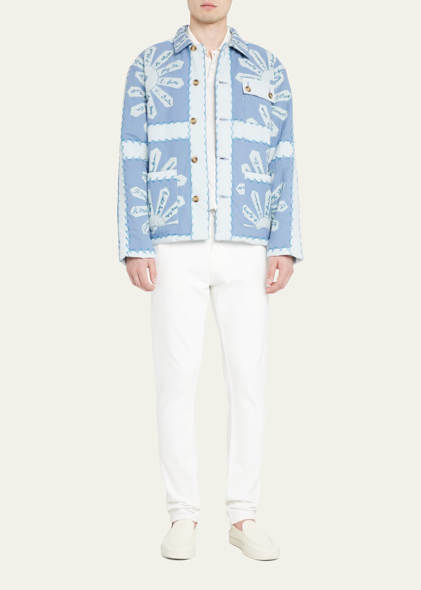 Bode Men's Quilted Signature Floral Workwear Jacket - Bergdorf Goodman