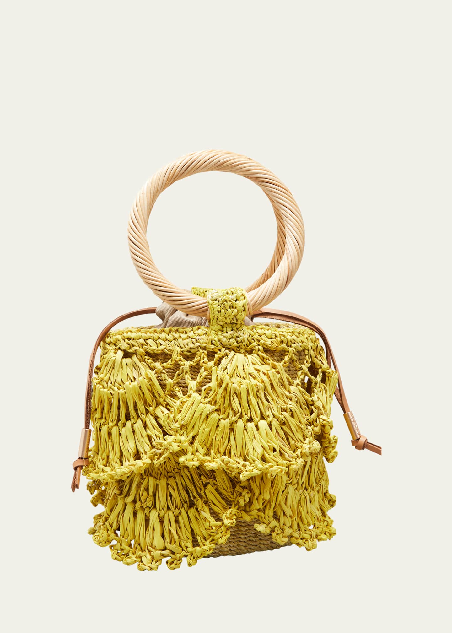 Aranaz Panuela Mini Crochet Raffia Bucket Bag - Bergdorf Goodman