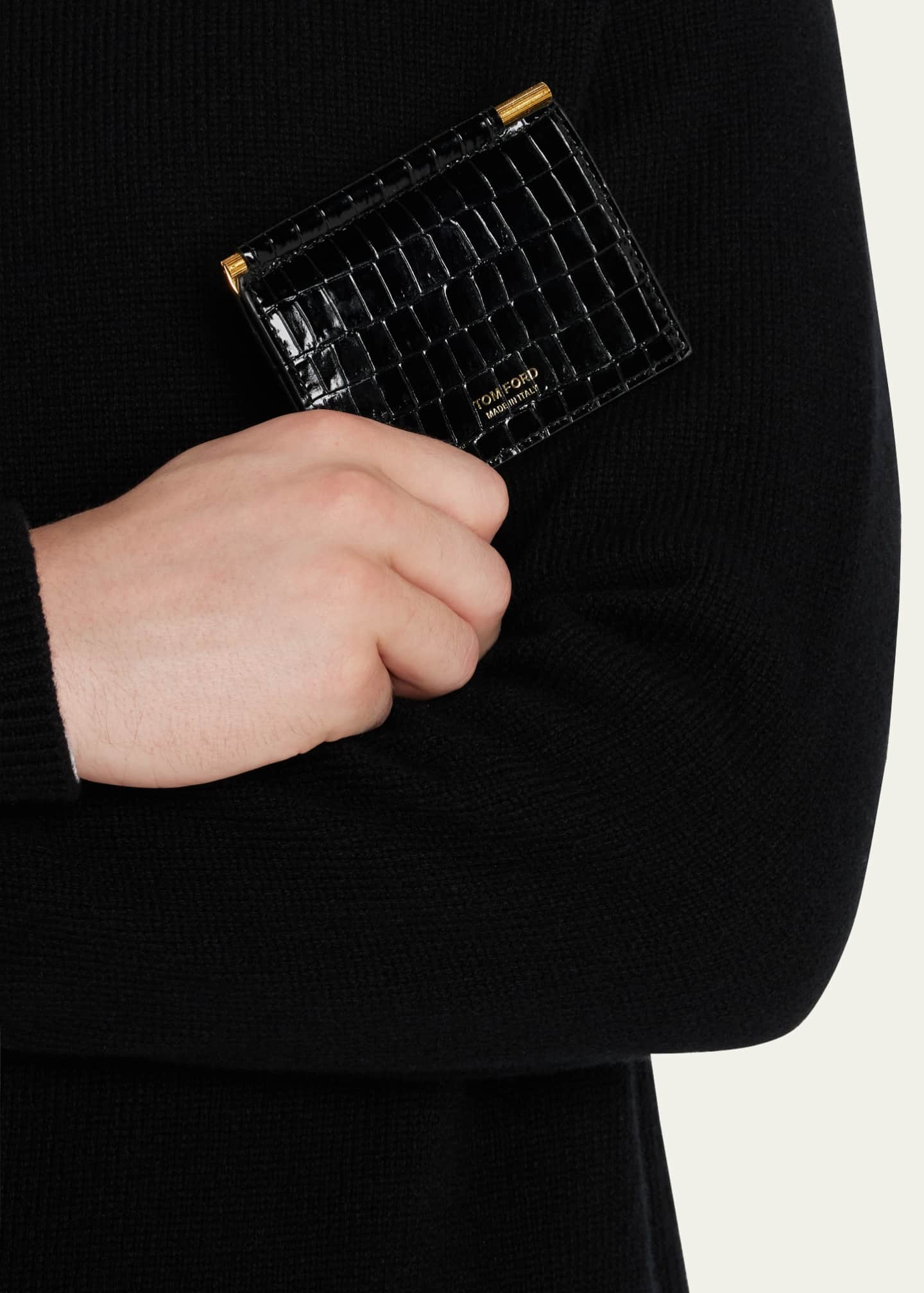 TOM FORD Men's Croc-Leather Foldable Money Clip Card Holder - Bergdorf ...