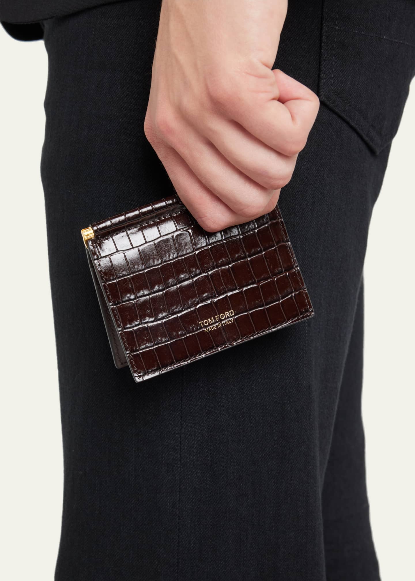 TOM FORD Men's Croc-Leather Foldable Money Clip Card Holder - Bergdorf ...