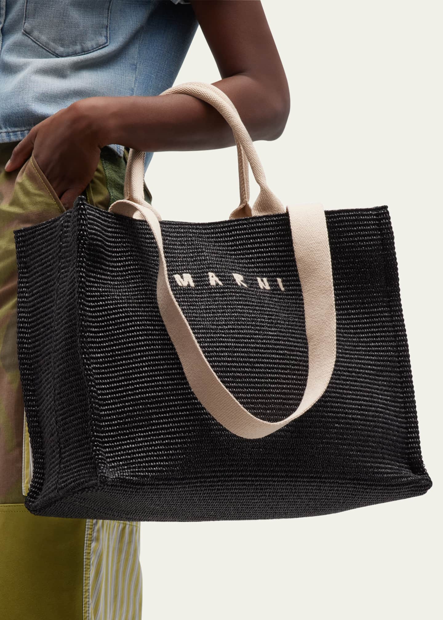Marni Large Box Fabric Tote Bag - Bergdorf Goodman