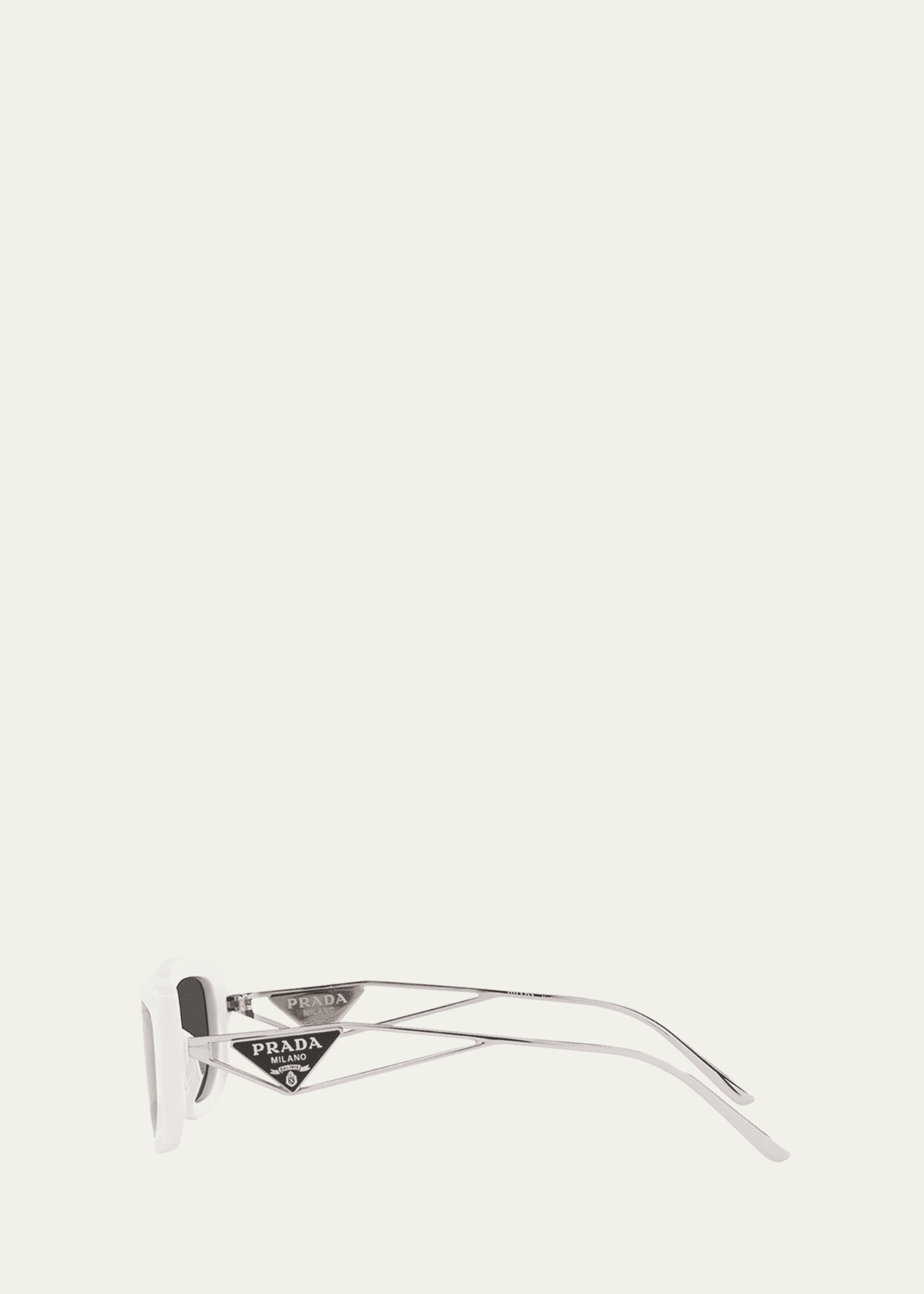 Prada Triangle Logo Rectangle Acetate & Metal Sunglasses - Bergdorf Goodman