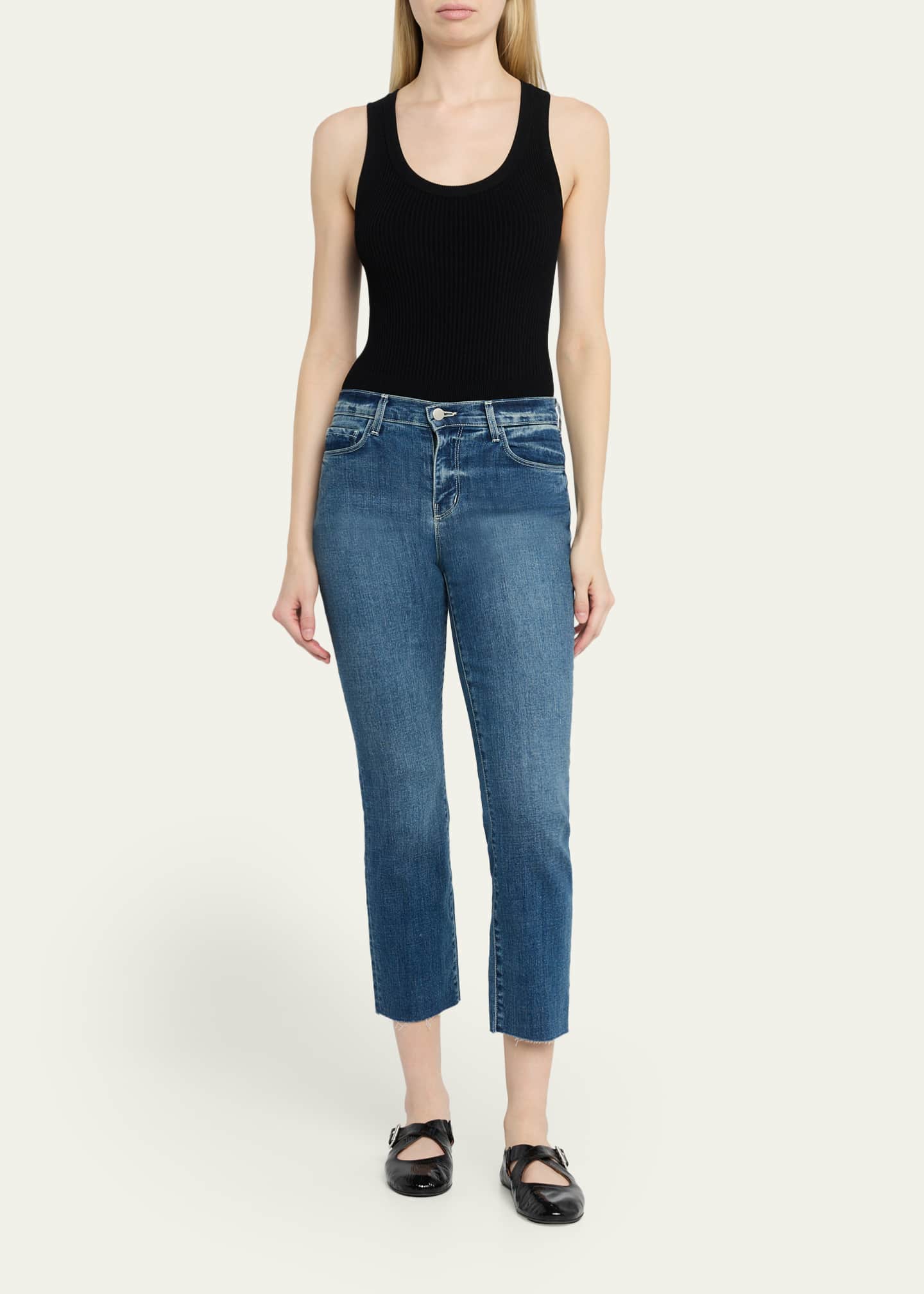L'Agence Sada Slim-Leg Raw-Hem Ankle Jeans - Bergdorf Goodman