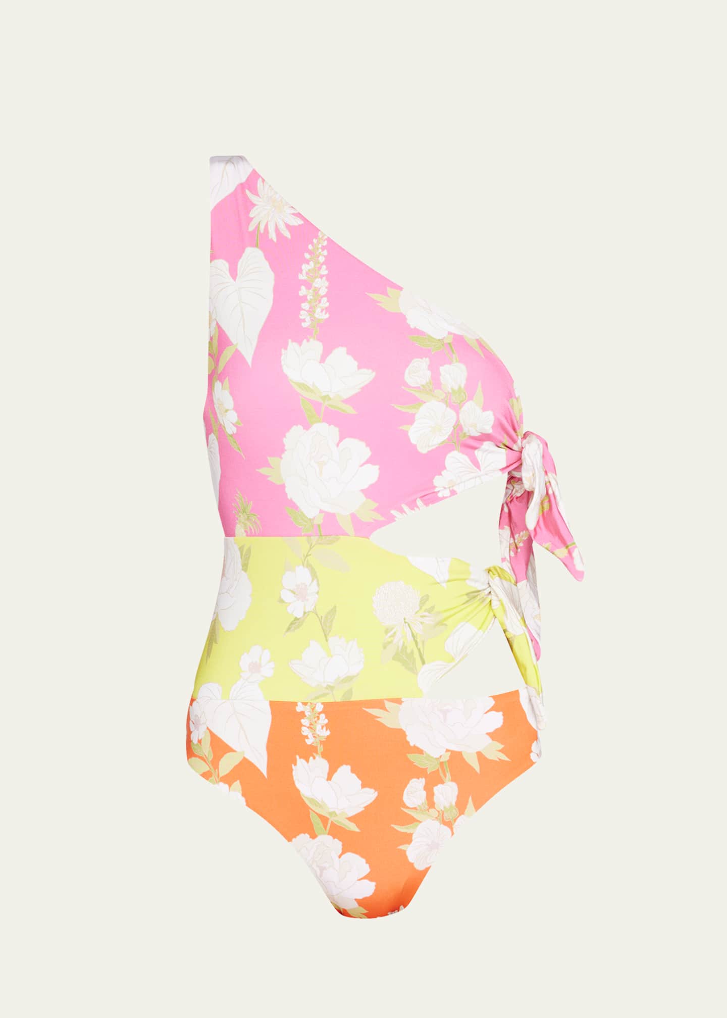 Farm Rio Neon Garden Asymmetric One-Piece Swimsuit - Bergdorf Goodman