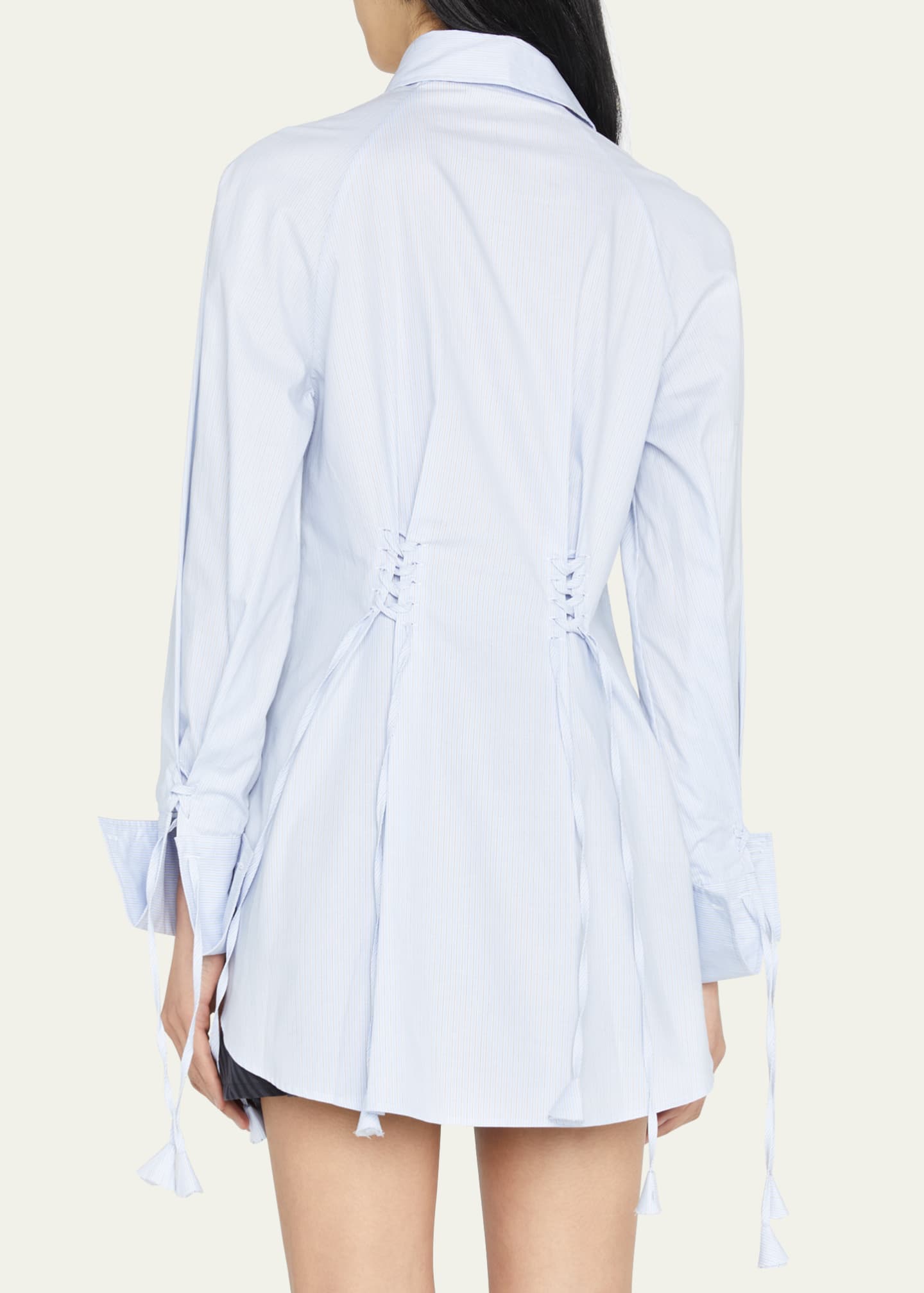 palmer//harding Striped Lace-Up Fitted Shirt - Bergdorf Goodman