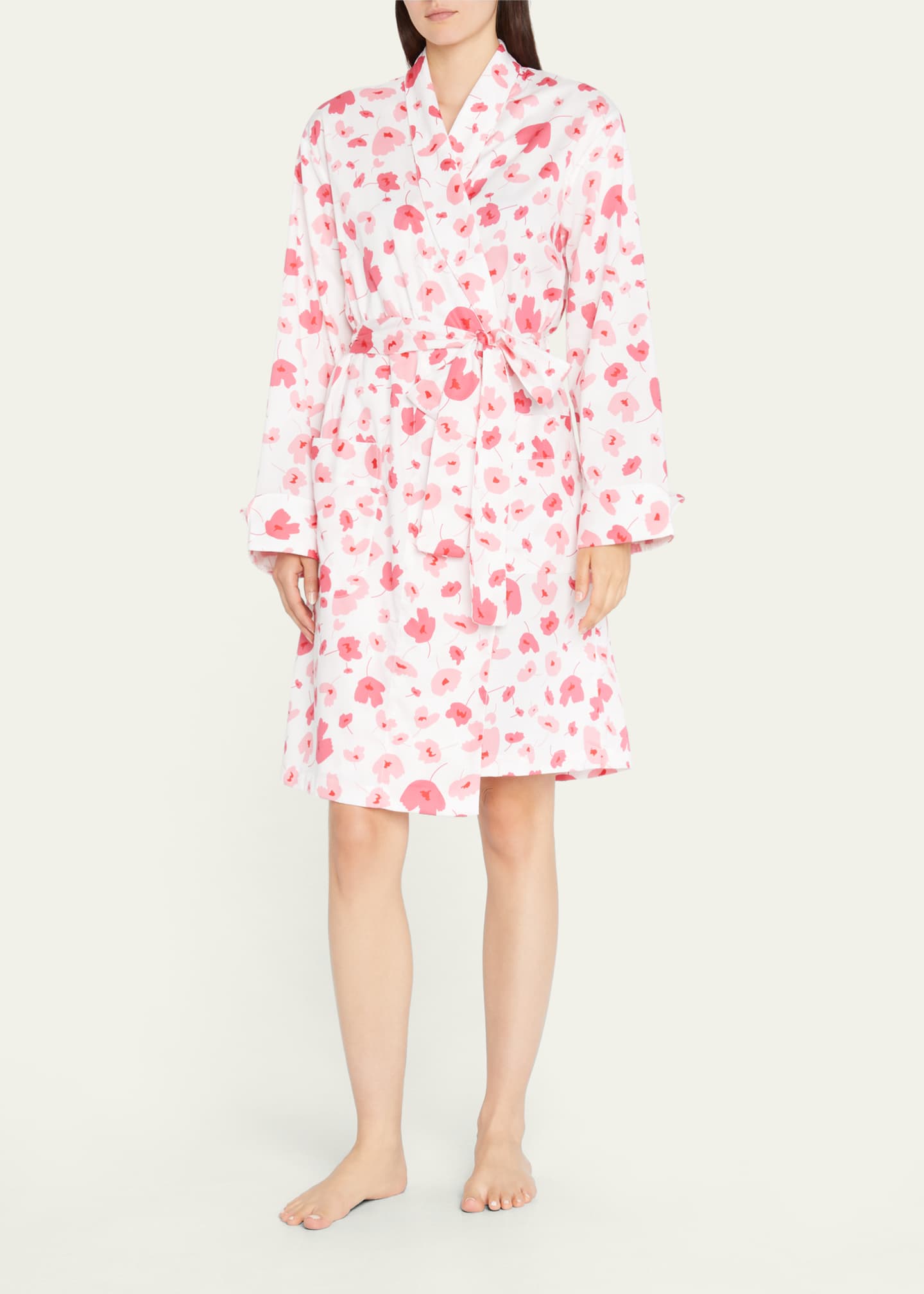 P Jamas Poppy-Print Pique Pima Cotton Robe - Bergdorf Goodman