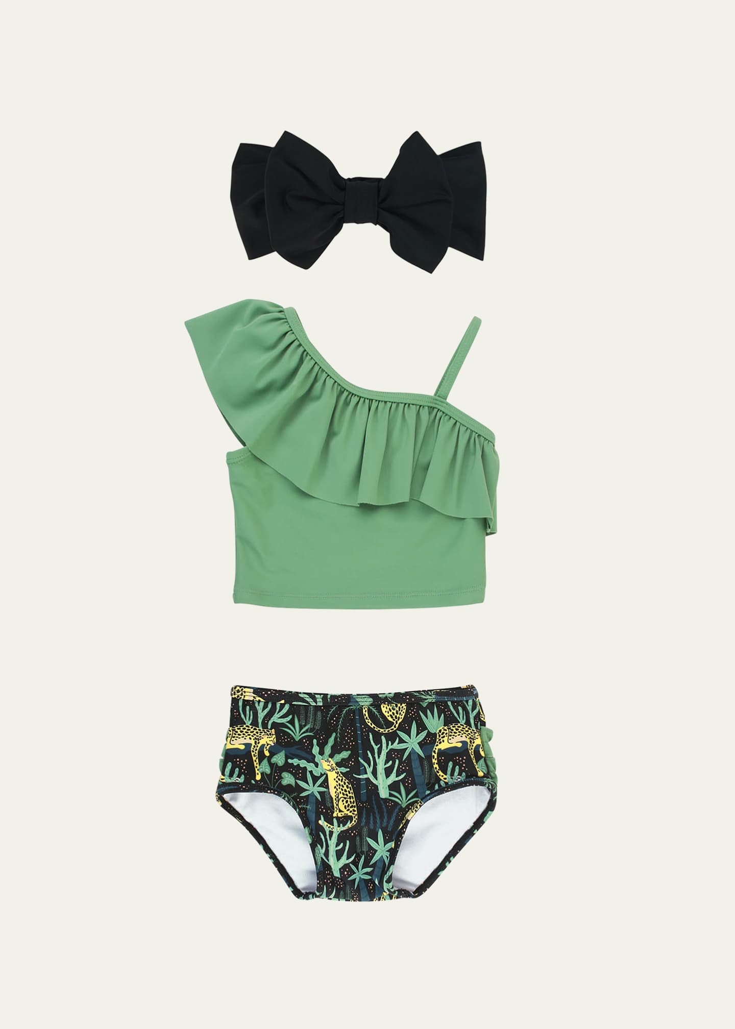 RuffleButts Girl's On Safari Rainforest Ruffled Tankini Set w/ Headband ...