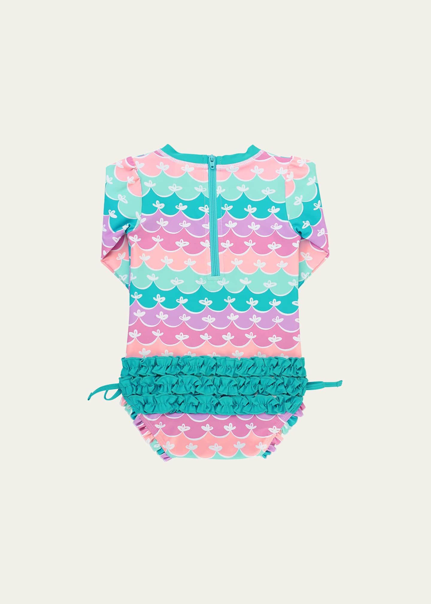 RuffleButts Girl's Mermaid One-Piece Rash Guard, Size Newborn-3T ...