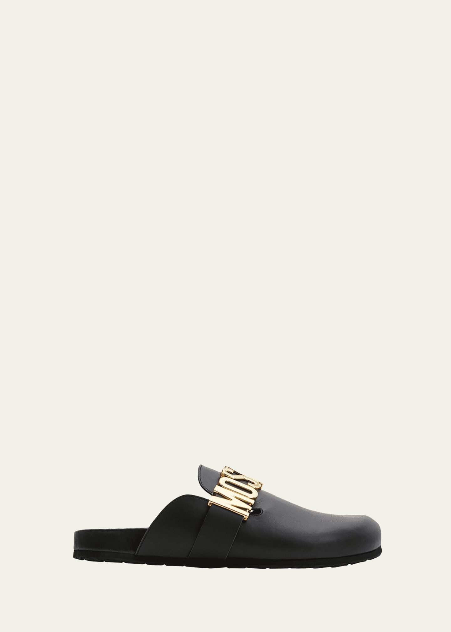 Moschino Men's Sabot Logo Leather Mules - Bergdorf Goodman