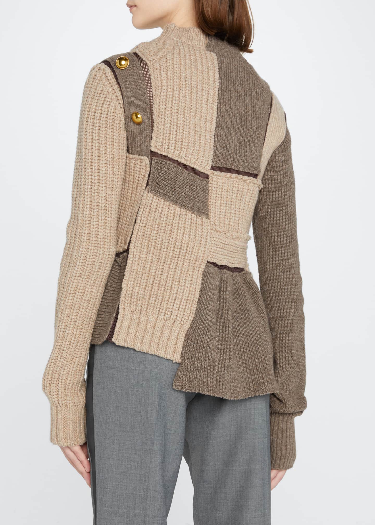 SACAI Patchwork Peplum Wool Jacket - Bergdorf Goodman