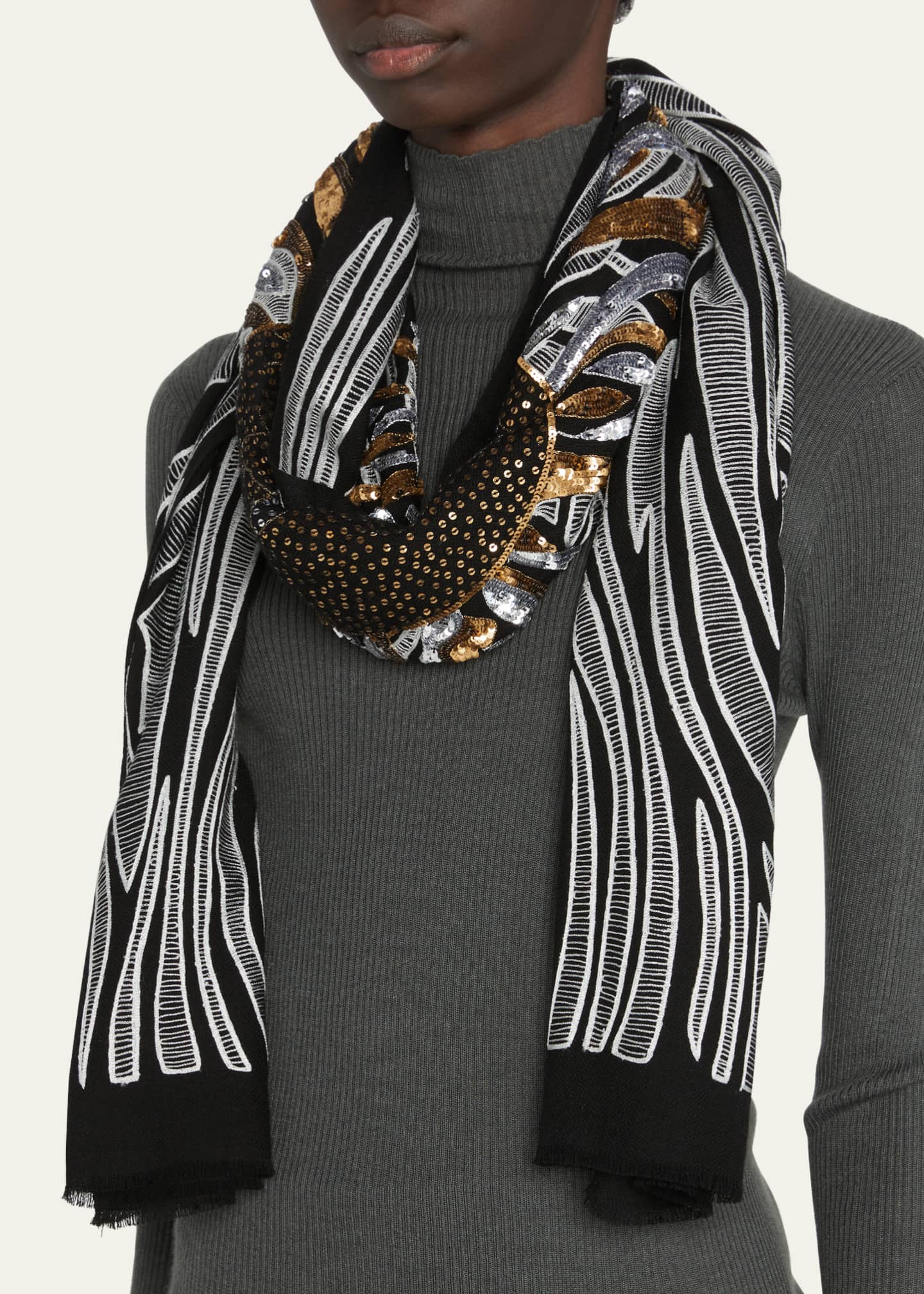 Janavi India Solar Sequin Merino Wool Scarf - Bergdorf Goodman