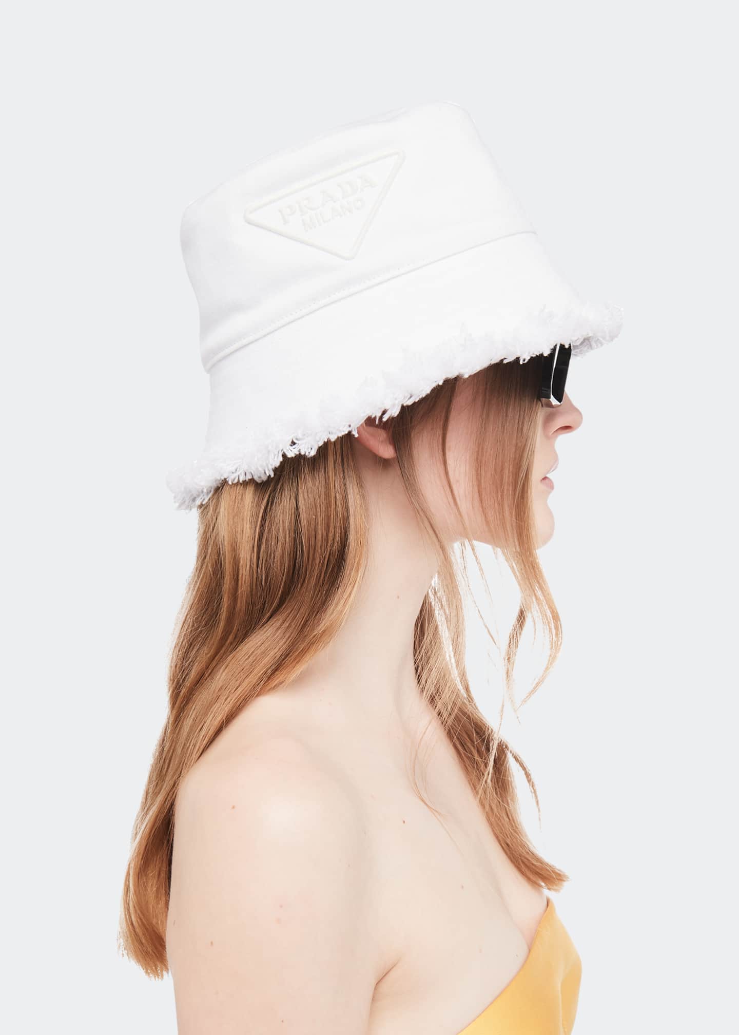 Prada Fringe Triangle Logo Bucket Hat - Bergdorf Goodman
