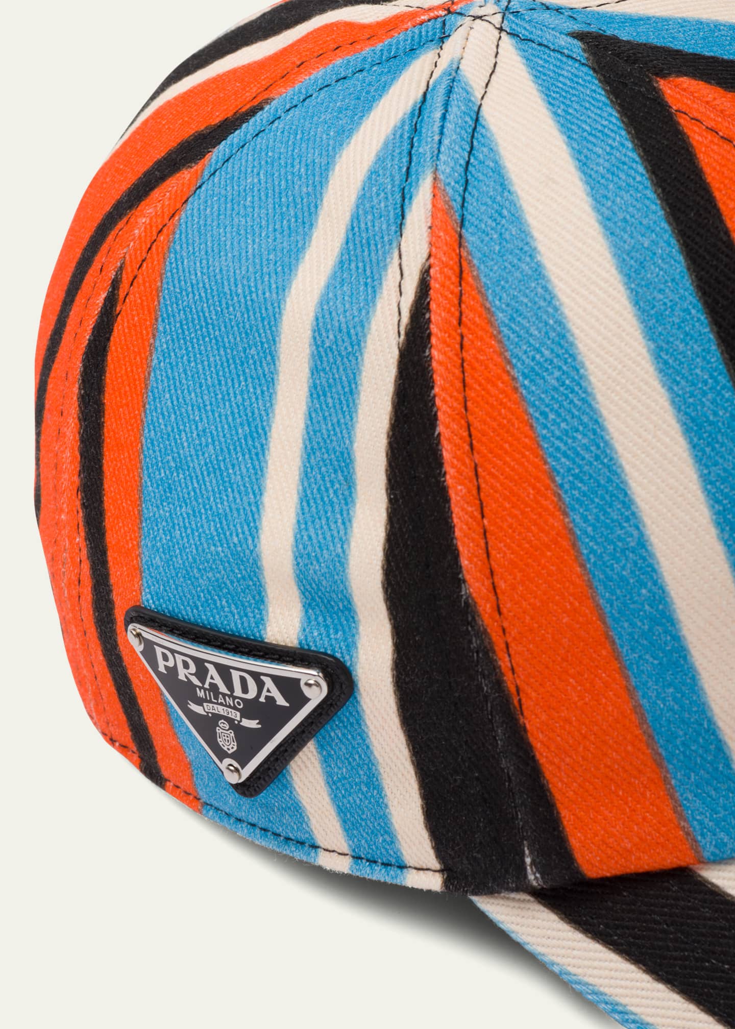 Prada Triangle Logo Striped Baseball Hat - Bergdorf Goodman