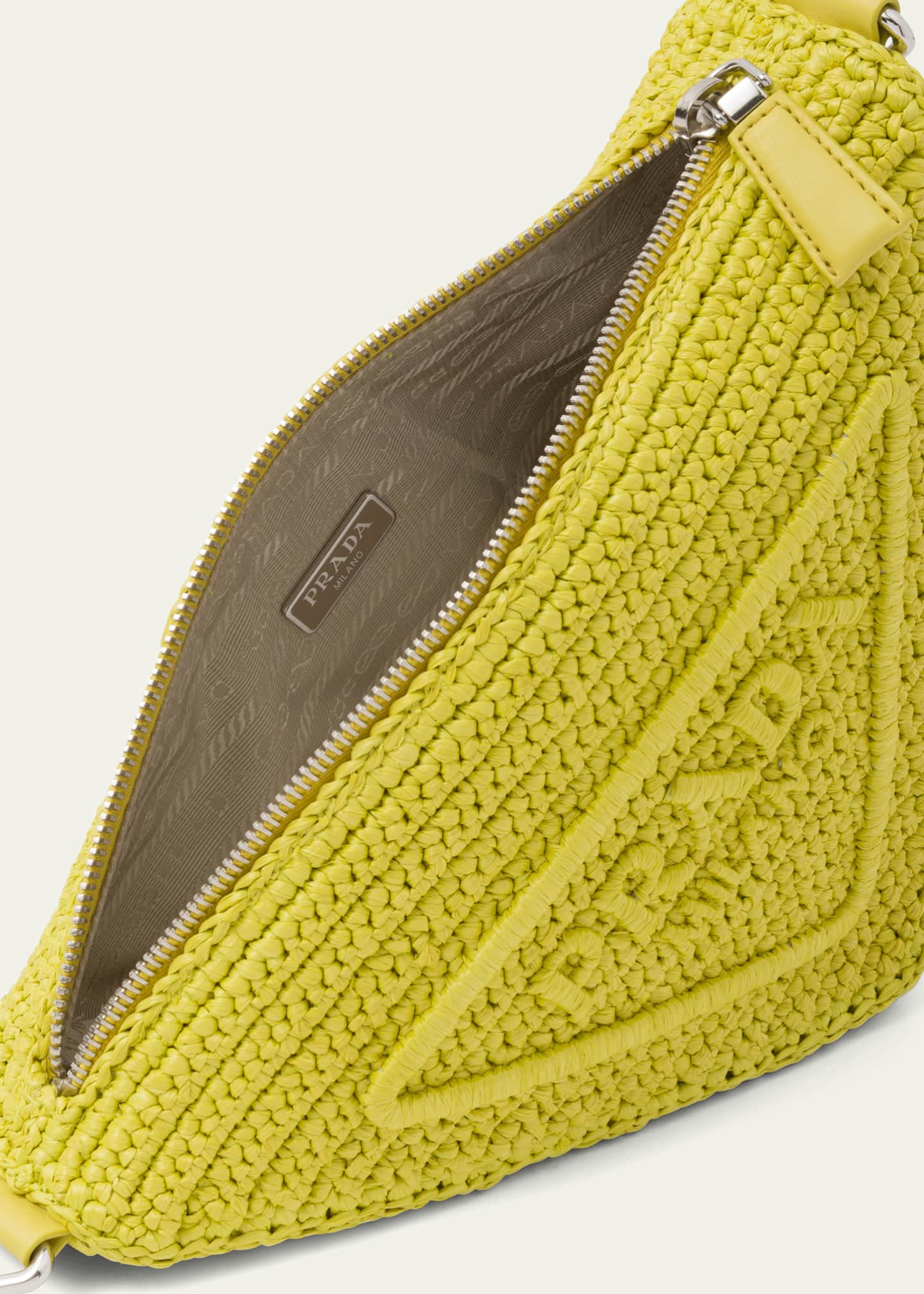 Prada Triangle Logo Raffia Shoulder Bag - Bergdorf Goodman