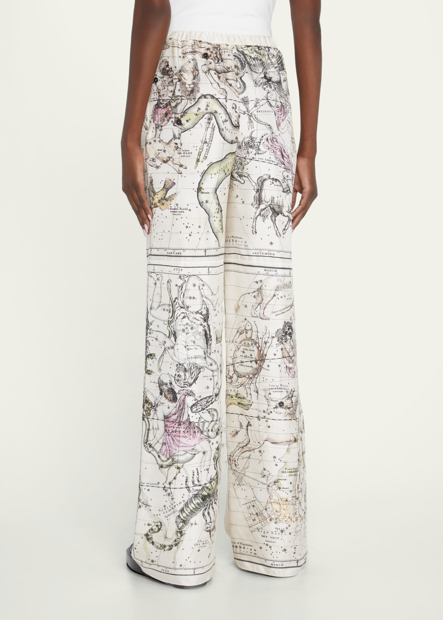 Rosetta Getty Map-Print Silk Wide-Leg Pants - Bergdorf Goodman