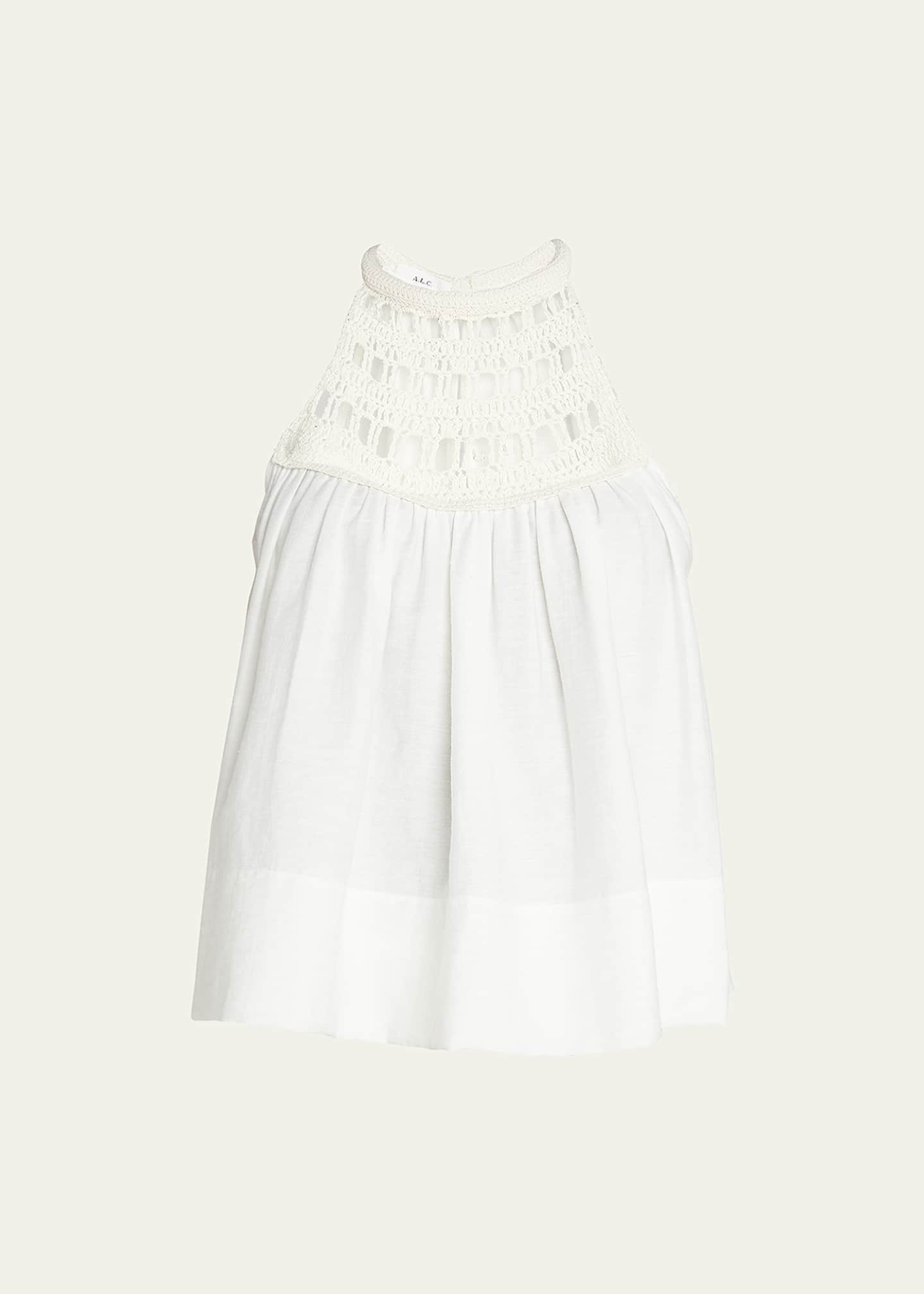 A.L.C. Reina Crochet High-Neck Pleated Top - Bergdorf Goodman