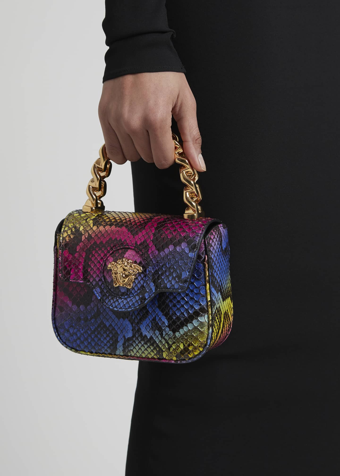 Versace La Medusa Mini Rainbow Python Top-Handle Bag - Bergdorf Goodman