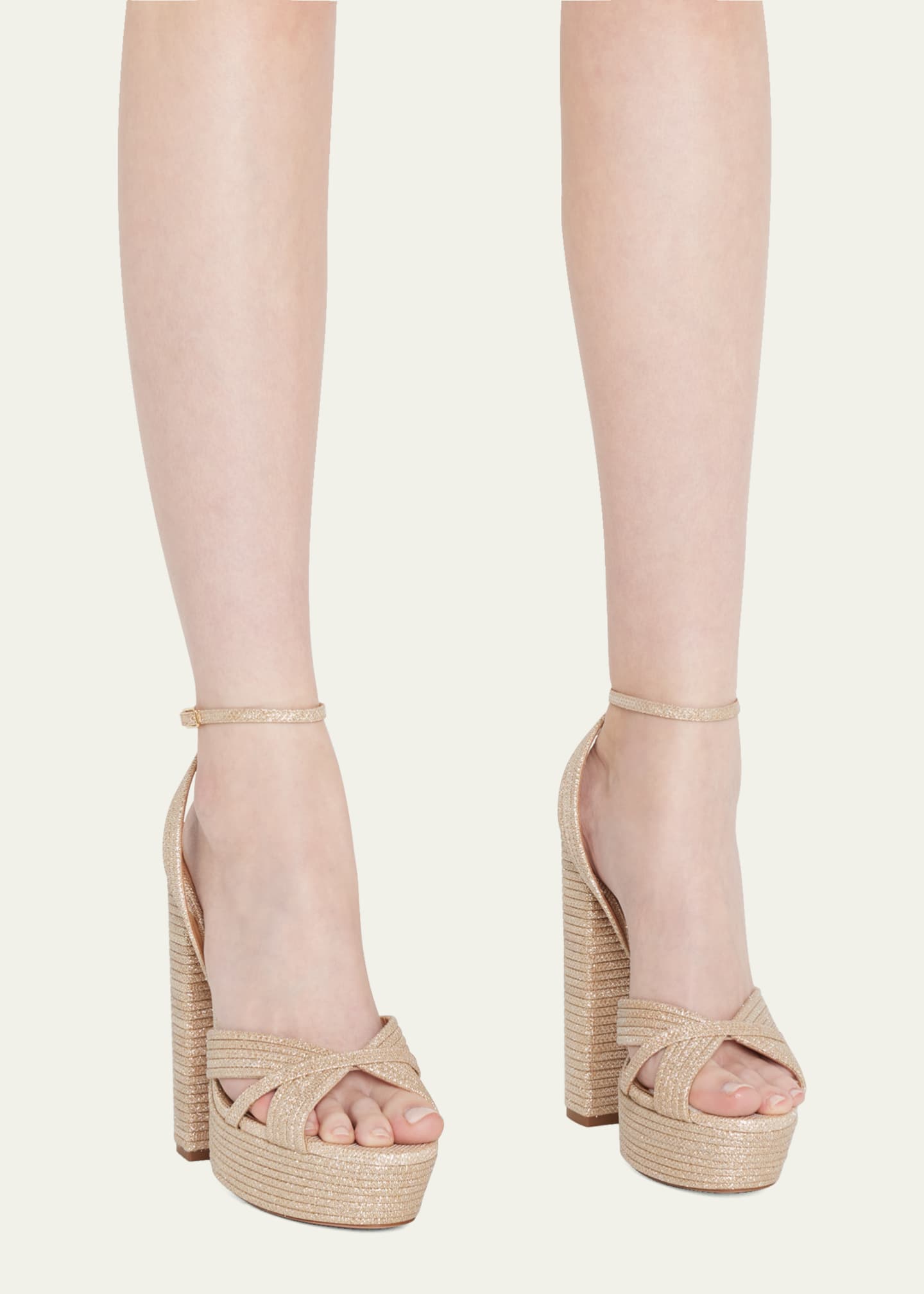 Aquazzura Sundance Plateau Metallic Platform Sandals - Bergdorf Goodman