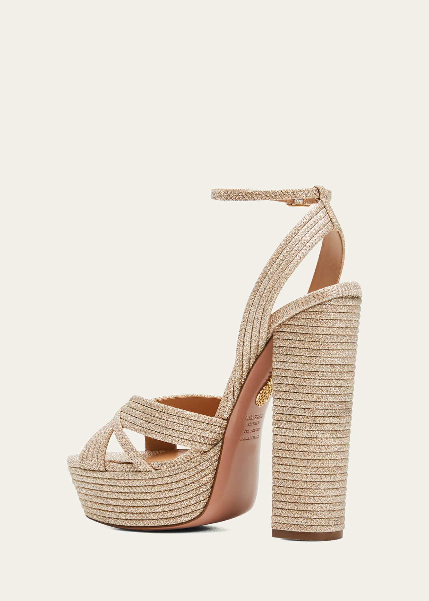 Aquazzura Sundance Plateau Metallic Platform Sandals - Bergdorf Goodman