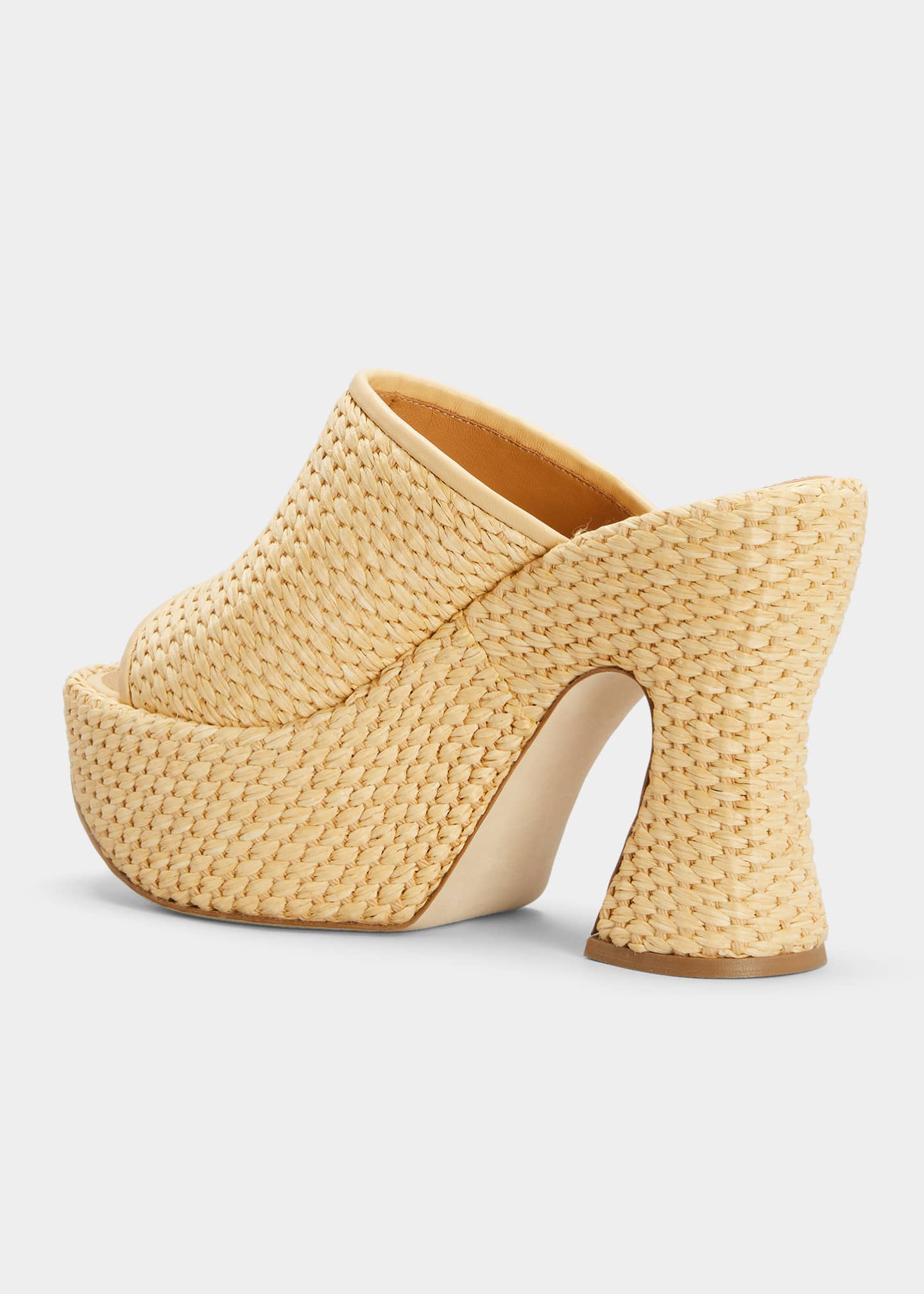 Loewe Woven Raffia Open-Toe Platform Mules - Bergdorf Goodman