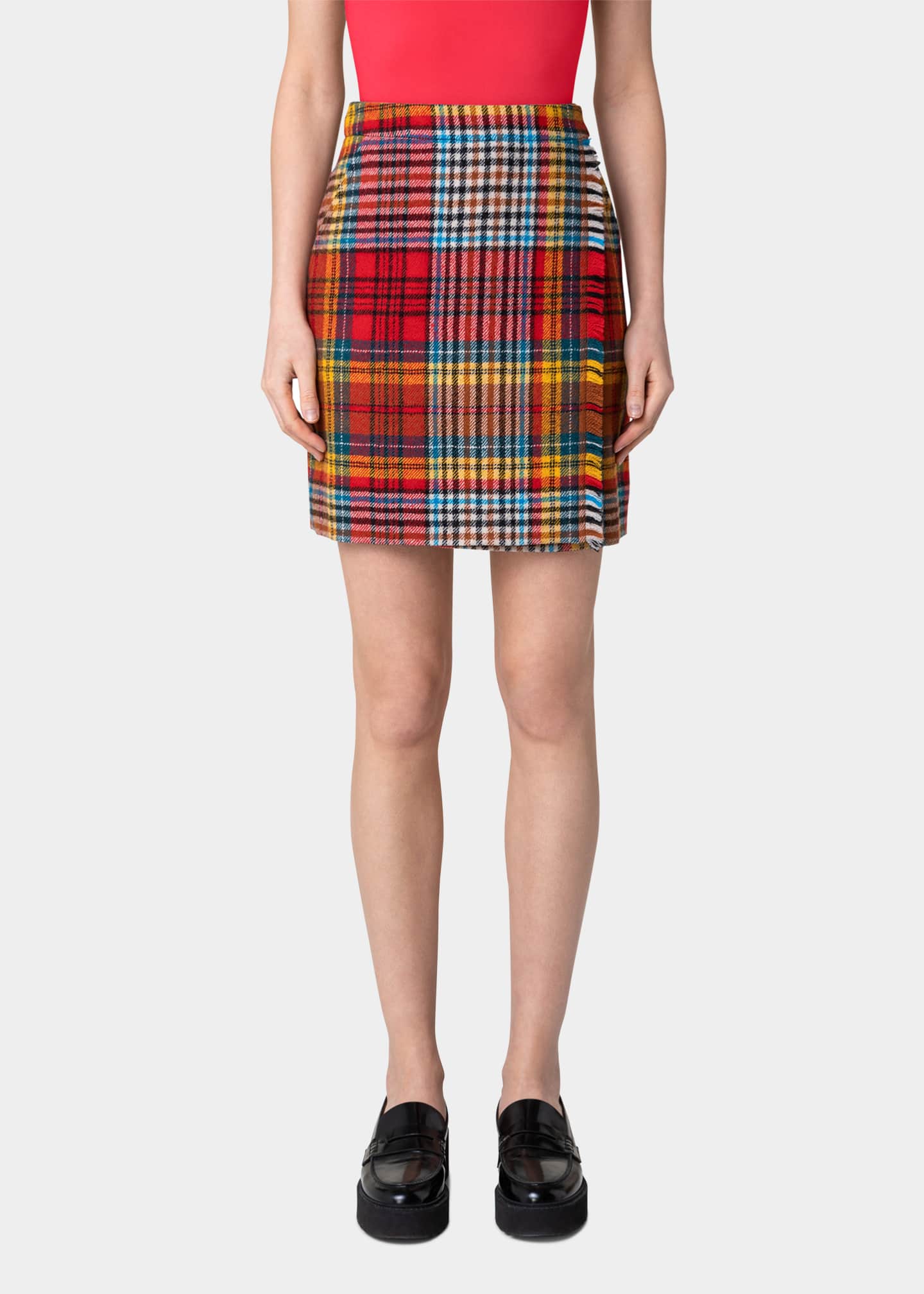 Akris punto Flannel Tartan Check Kilt Skirt - Bergdorf Goodman