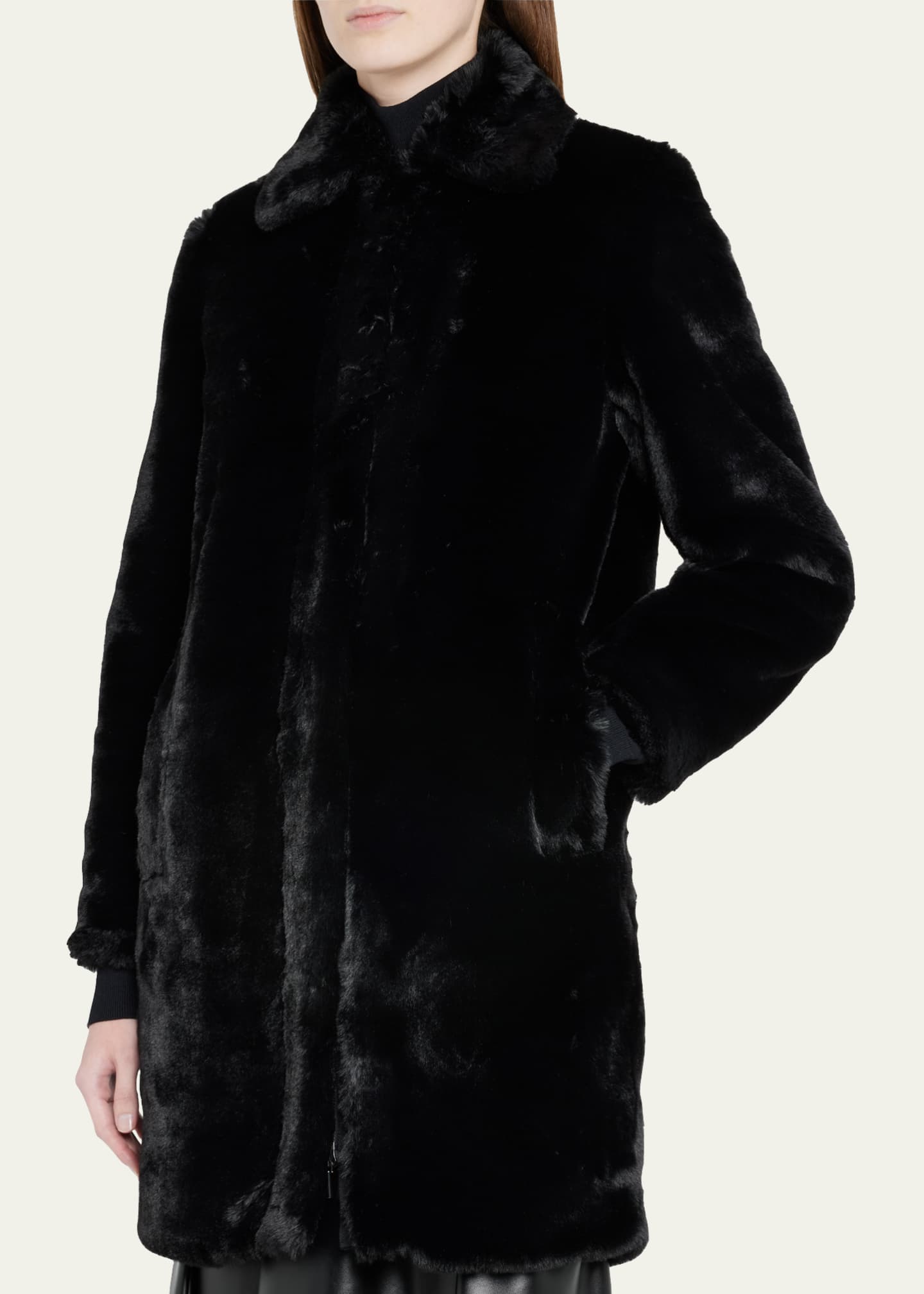 Akris punto Faux-Fur Collared Coat - Bergdorf Goodman