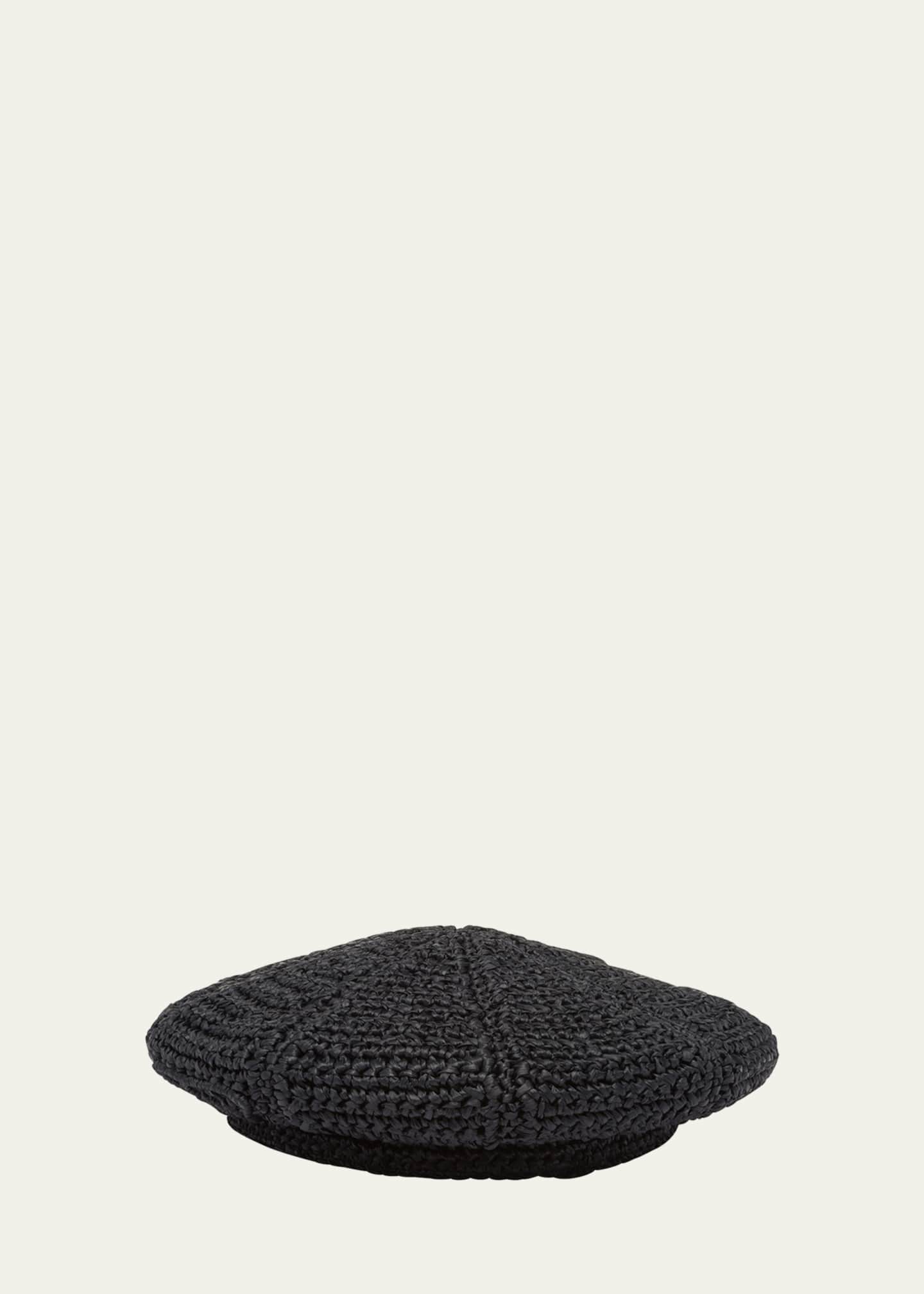 Prada Triangle Logo Straw Beret - Bergdorf Goodman