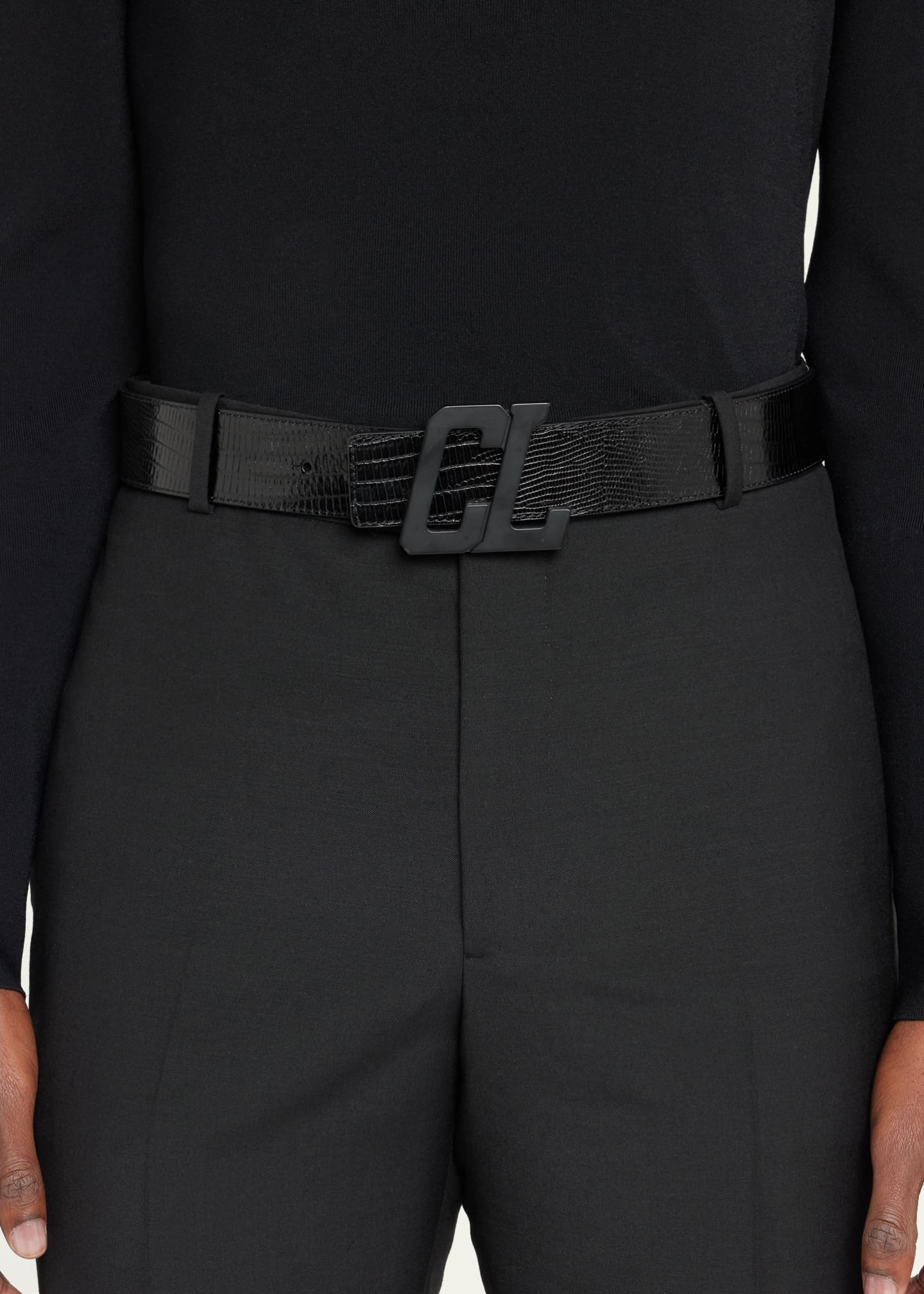 Christian Louboutin Men's Happy Rui CL-Logo Belt - Bergdorf Goodman