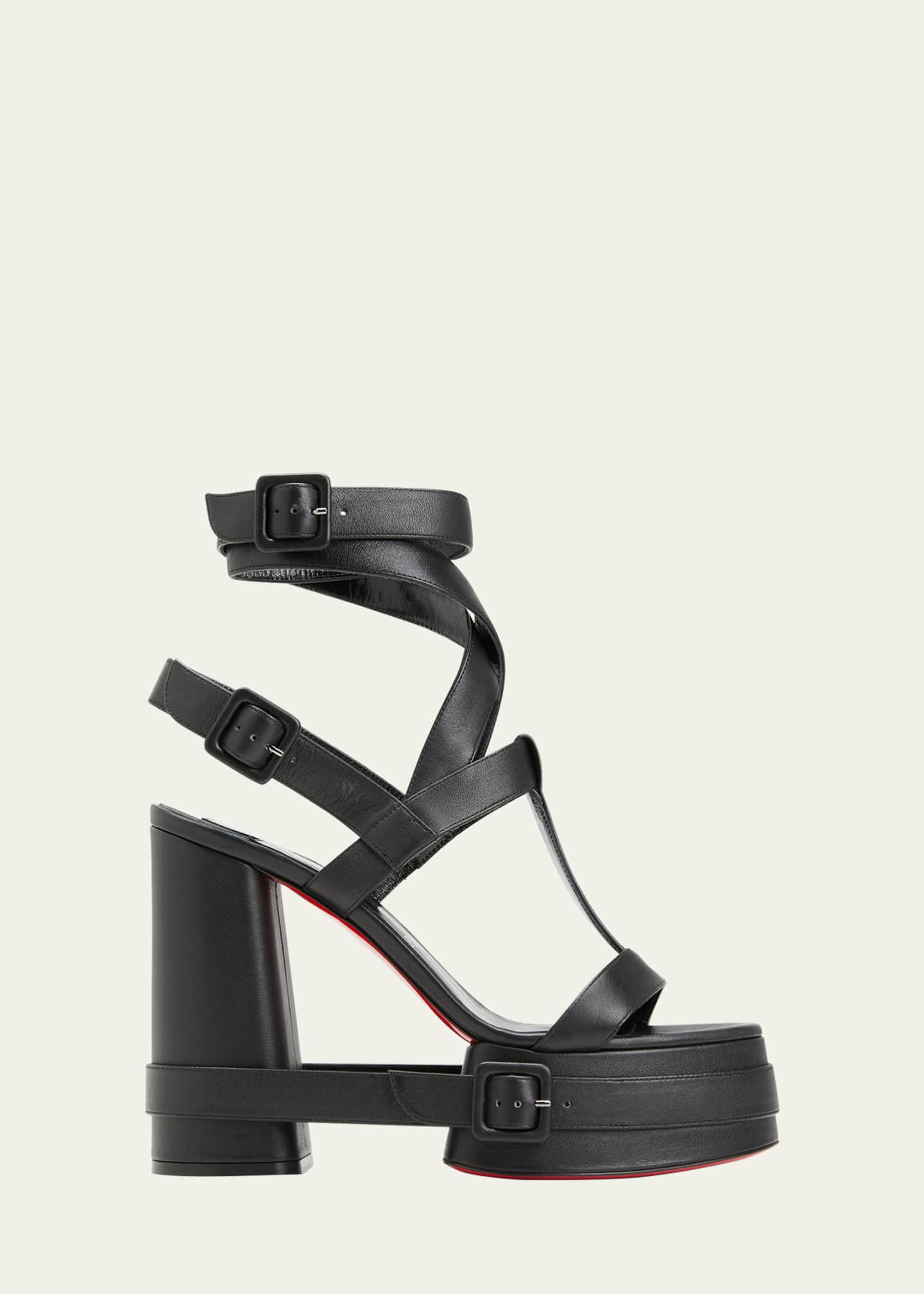 Christian Louboutin Belted T-Strap Red Sole Sandals - Bergdorf Goodman