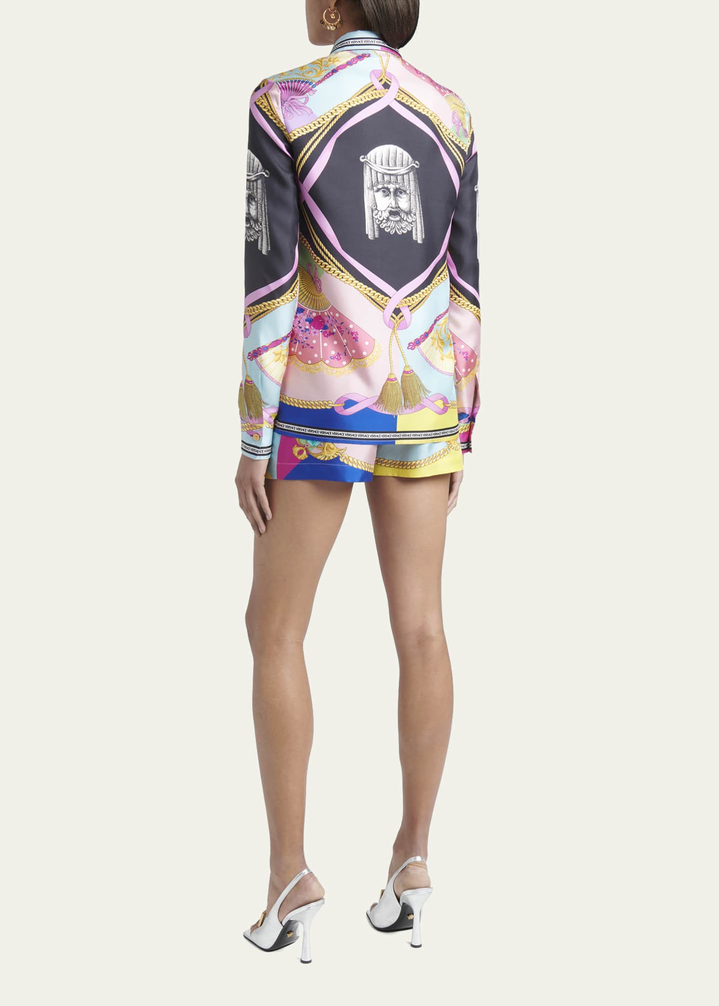 Versace Ventagli Silk Twill Shorts - Bergdorf Goodman