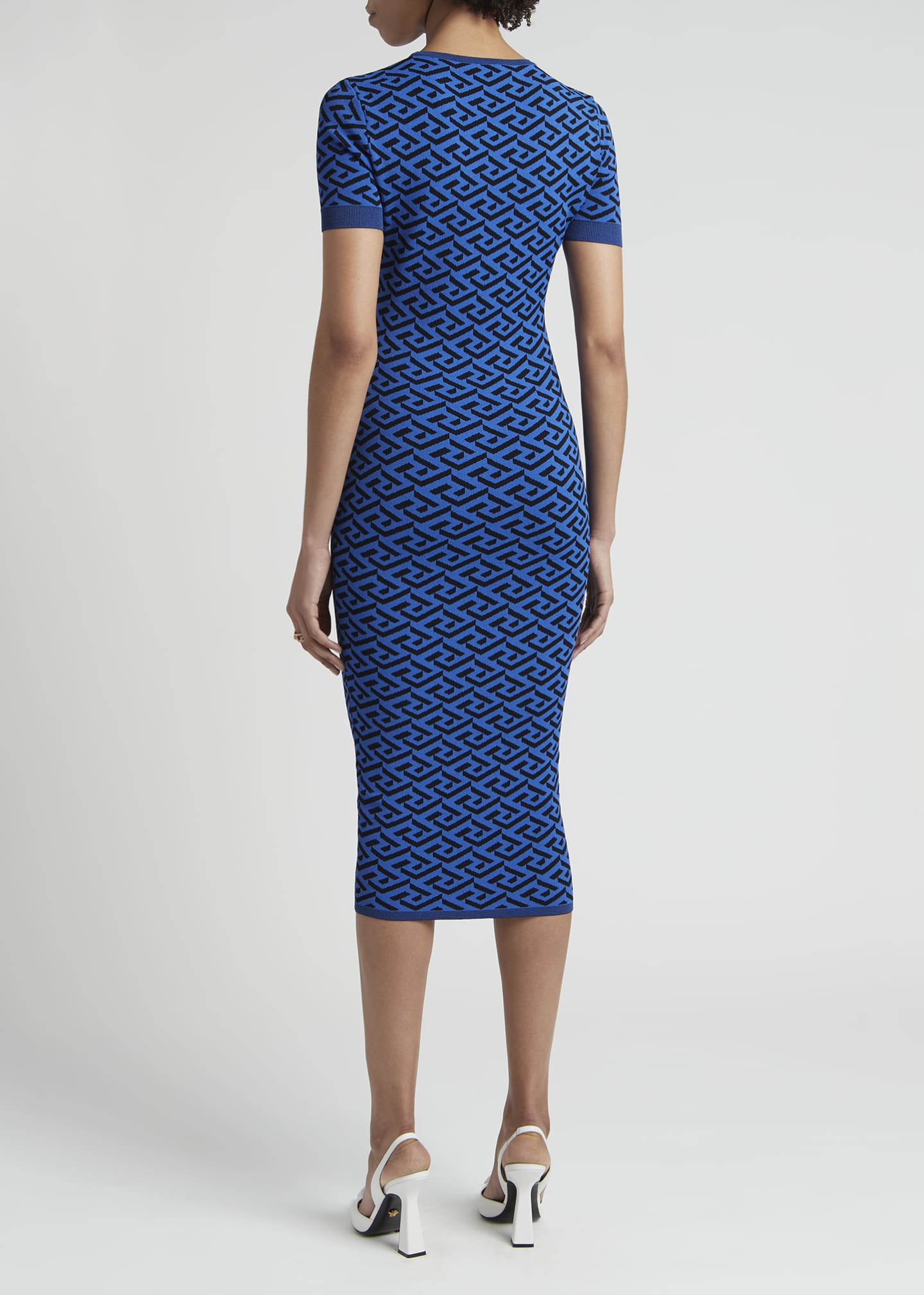 Versace Greca Signature Jacquard Keyhole-Front Midi Dress - Bergdorf ...