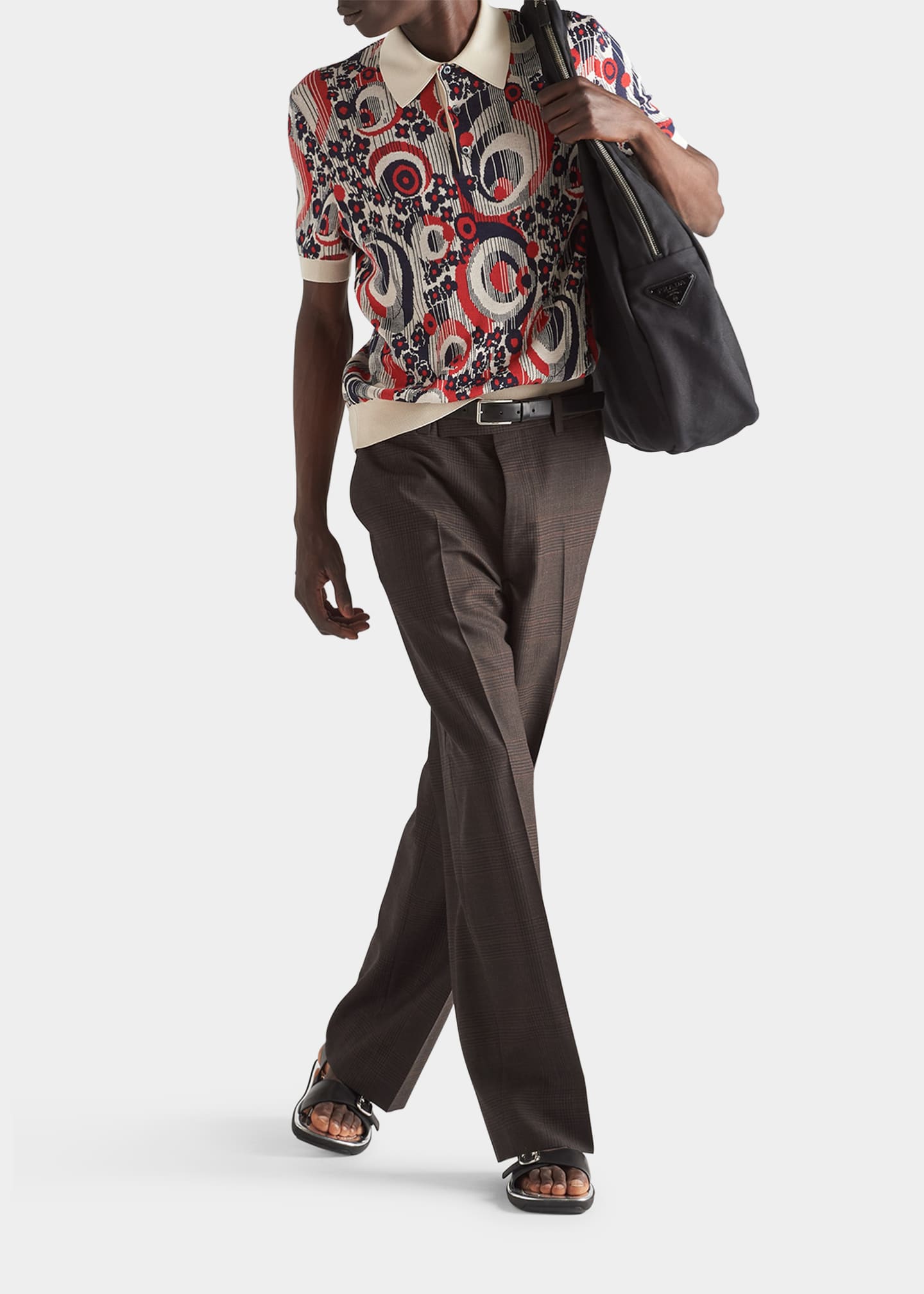 Prada Men's Wide-Leg Princes of Wales Pants - Bergdorf Goodman