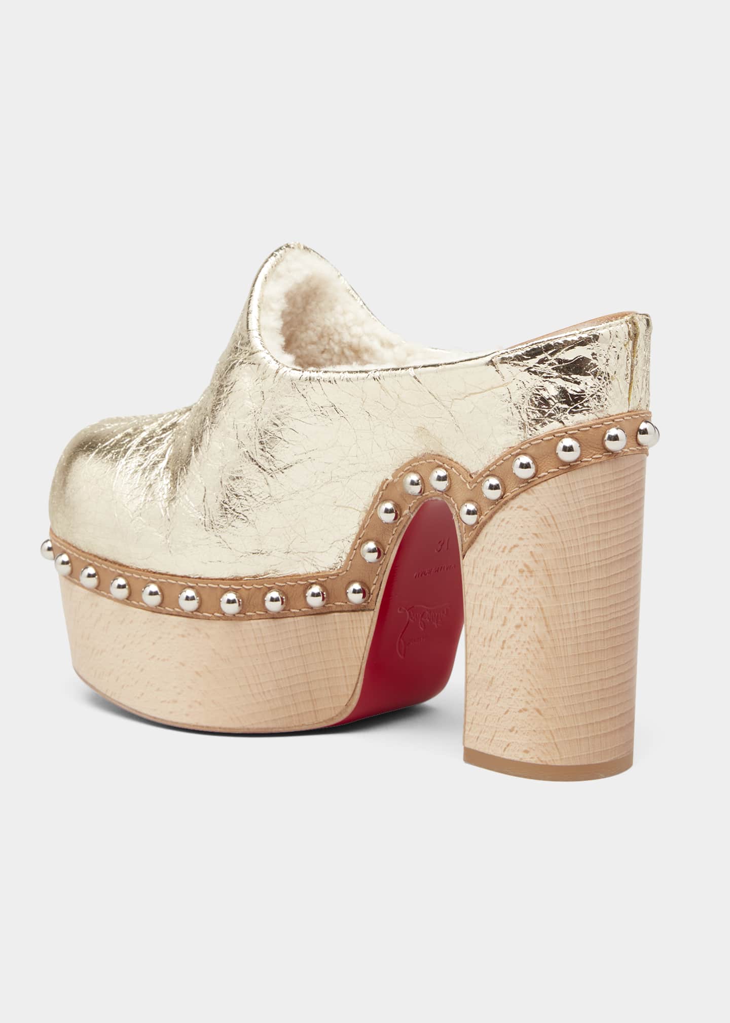 Christian Louboutin Joan Metallic Red Sole Platform Mule Clogs ...