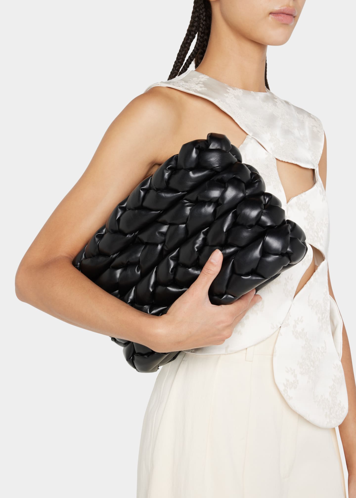 A.W.A.K.E. MODE Lucia Braided Vegan Leather Clutch Bag - Bergdorf Goodman