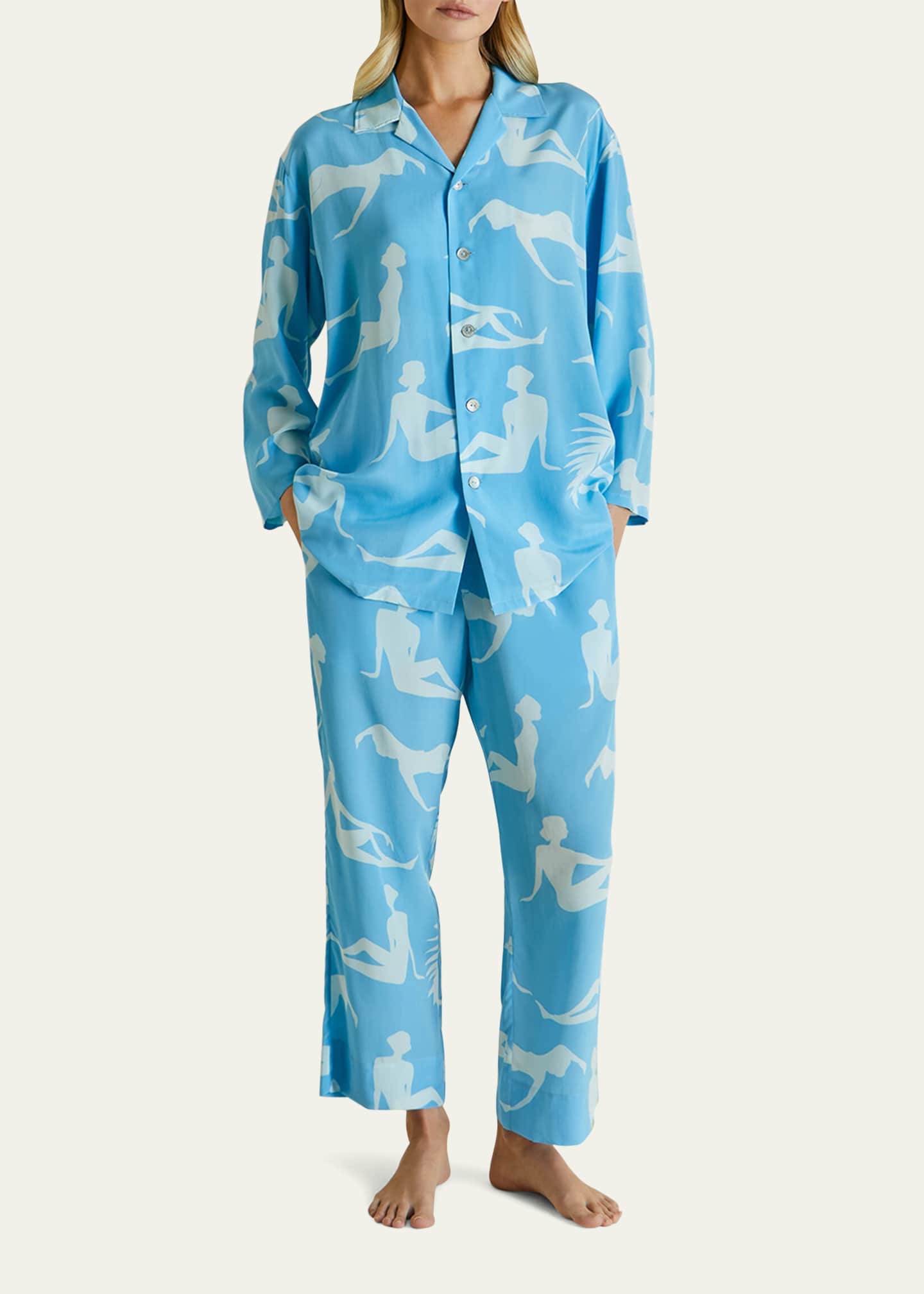 Olivia Von Halle Casablanca Printed Silk Pajama Set Bergdorf Goodman
