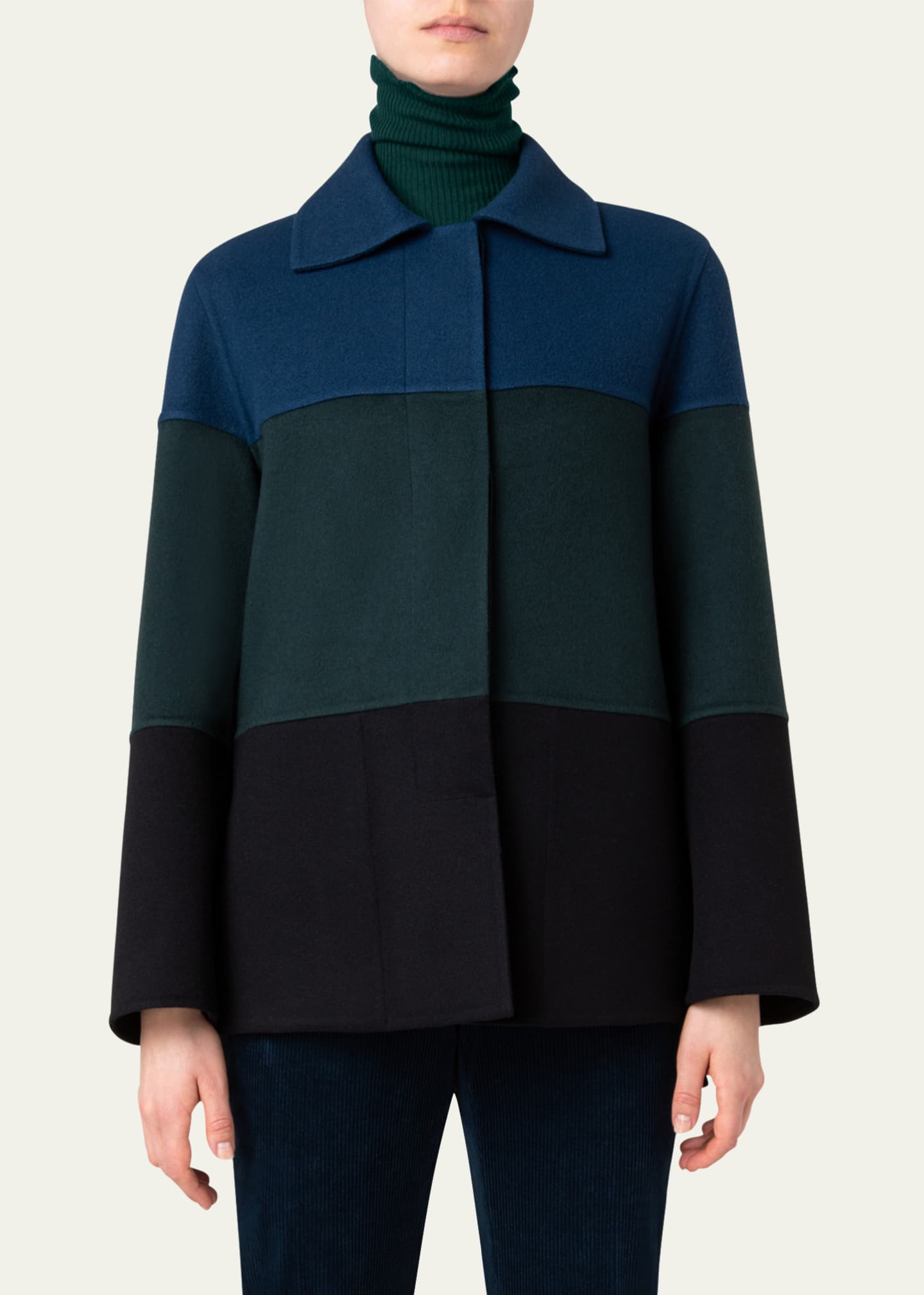 Akris Double-Face Cashmere Colorblock Jacket - Bergdorf Goodman