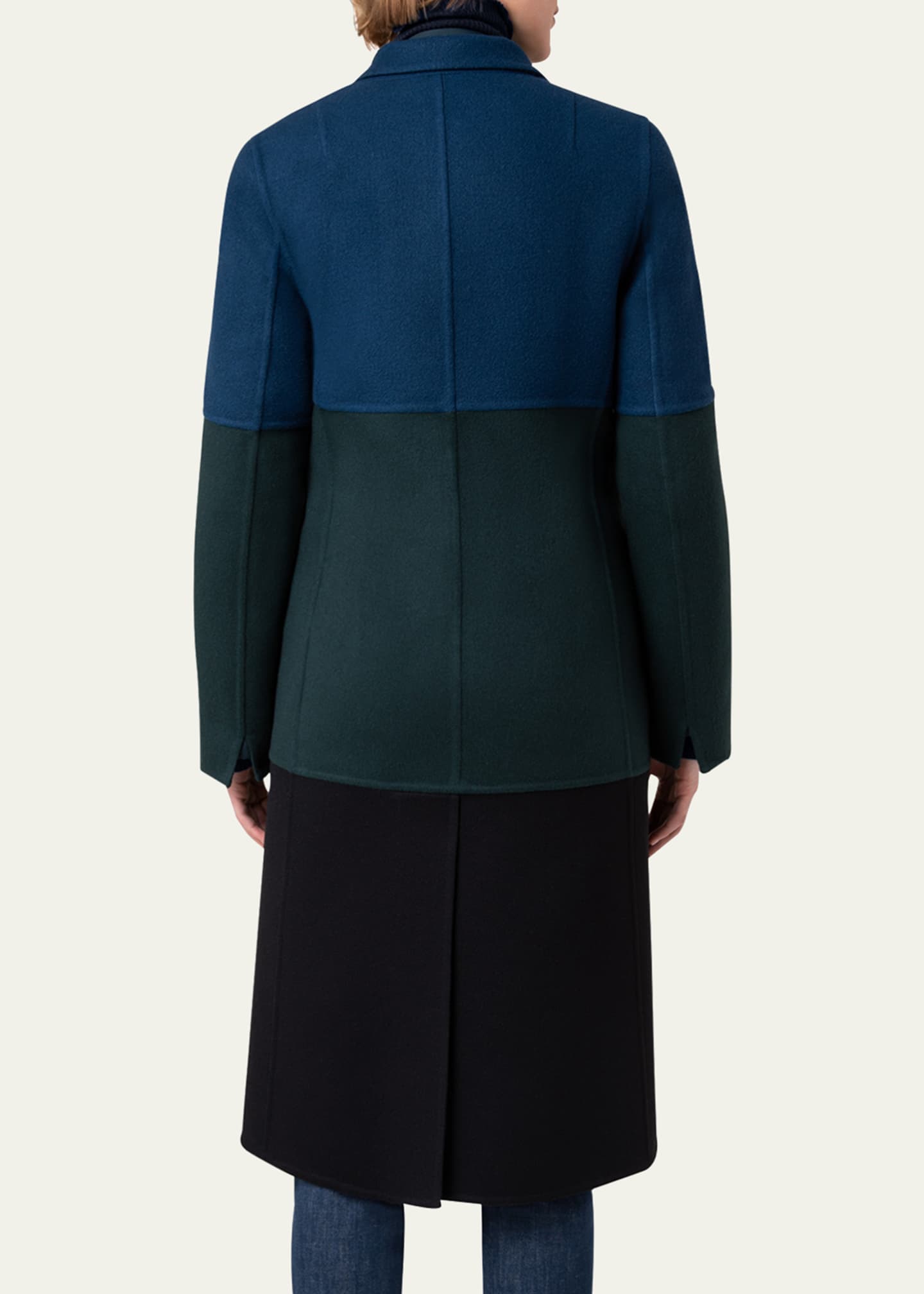 Akris Double-Face Cashmere Long Colorblock Coat - Bergdorf Goodman