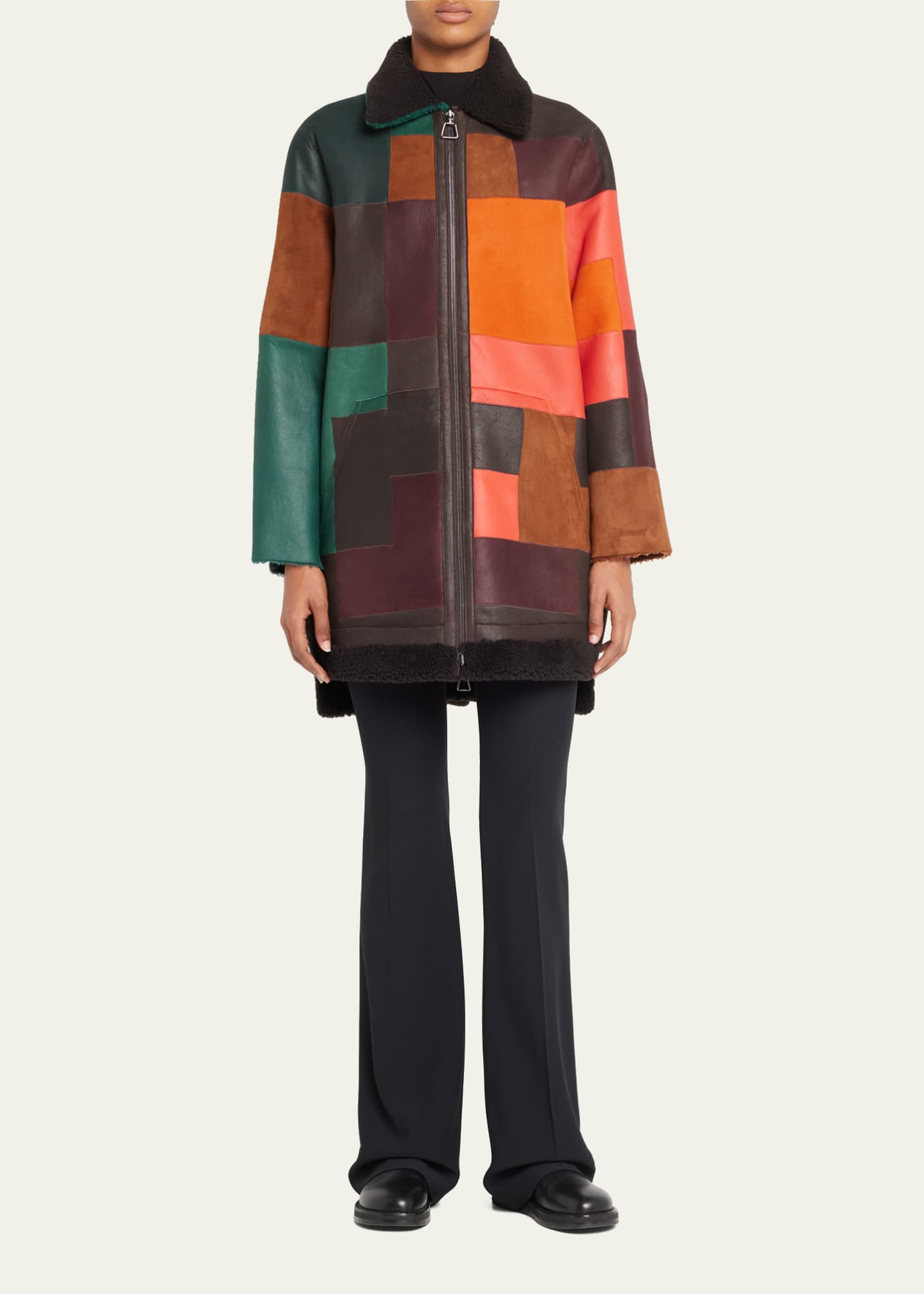 Akris Suede Patchwork Lamb Shearling Jacket - Bergdorf Goodman