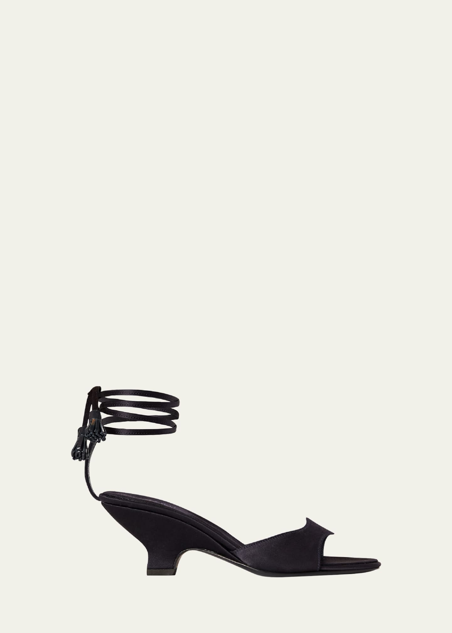 THE ROW Charlotte Satin Tassel-Wrap Sandals - Bergdorf Goodman