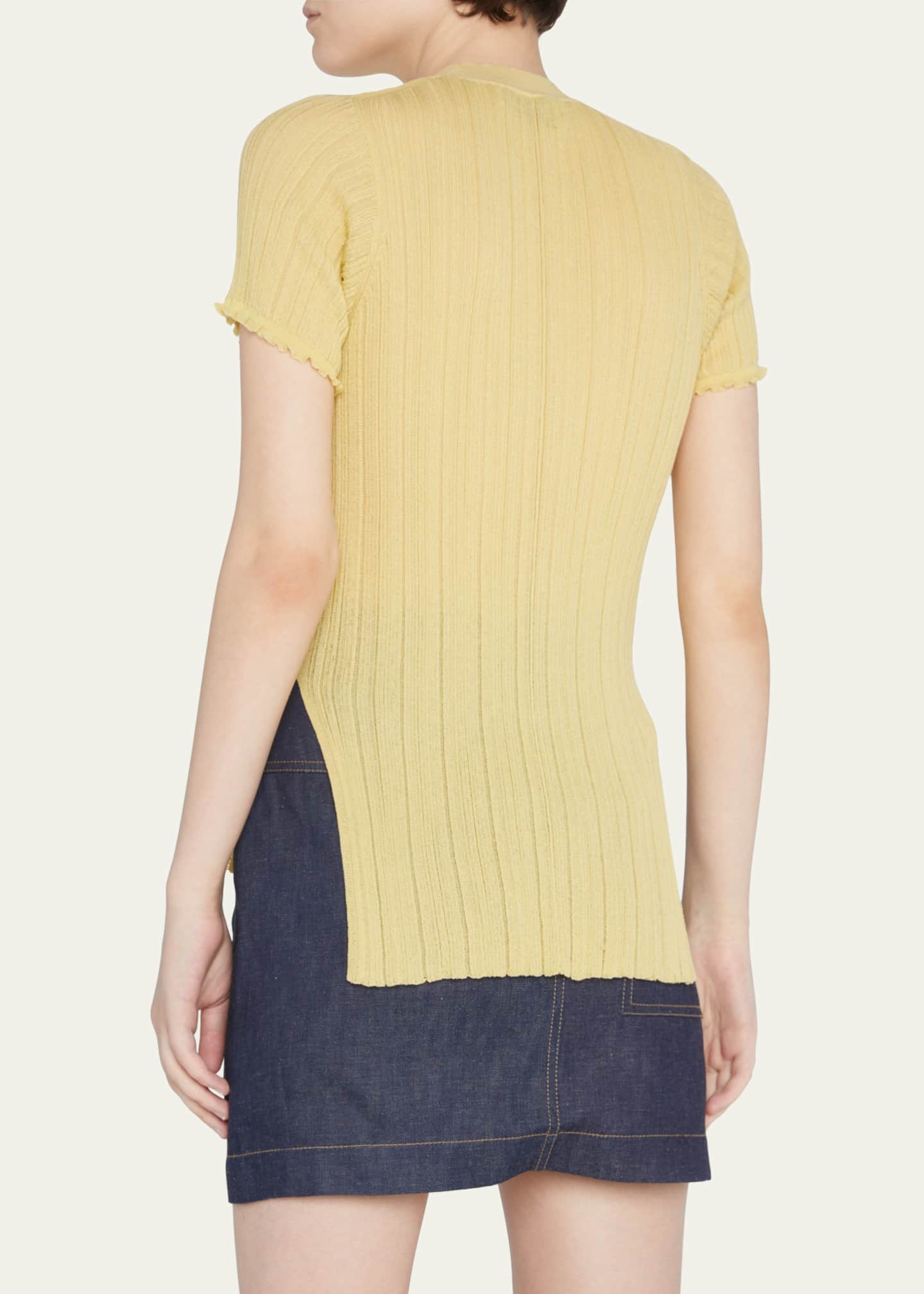 3.1 Phillip Lim Sheer High-Neck Ribbed Split Hem Top - Bergdorf Goodman