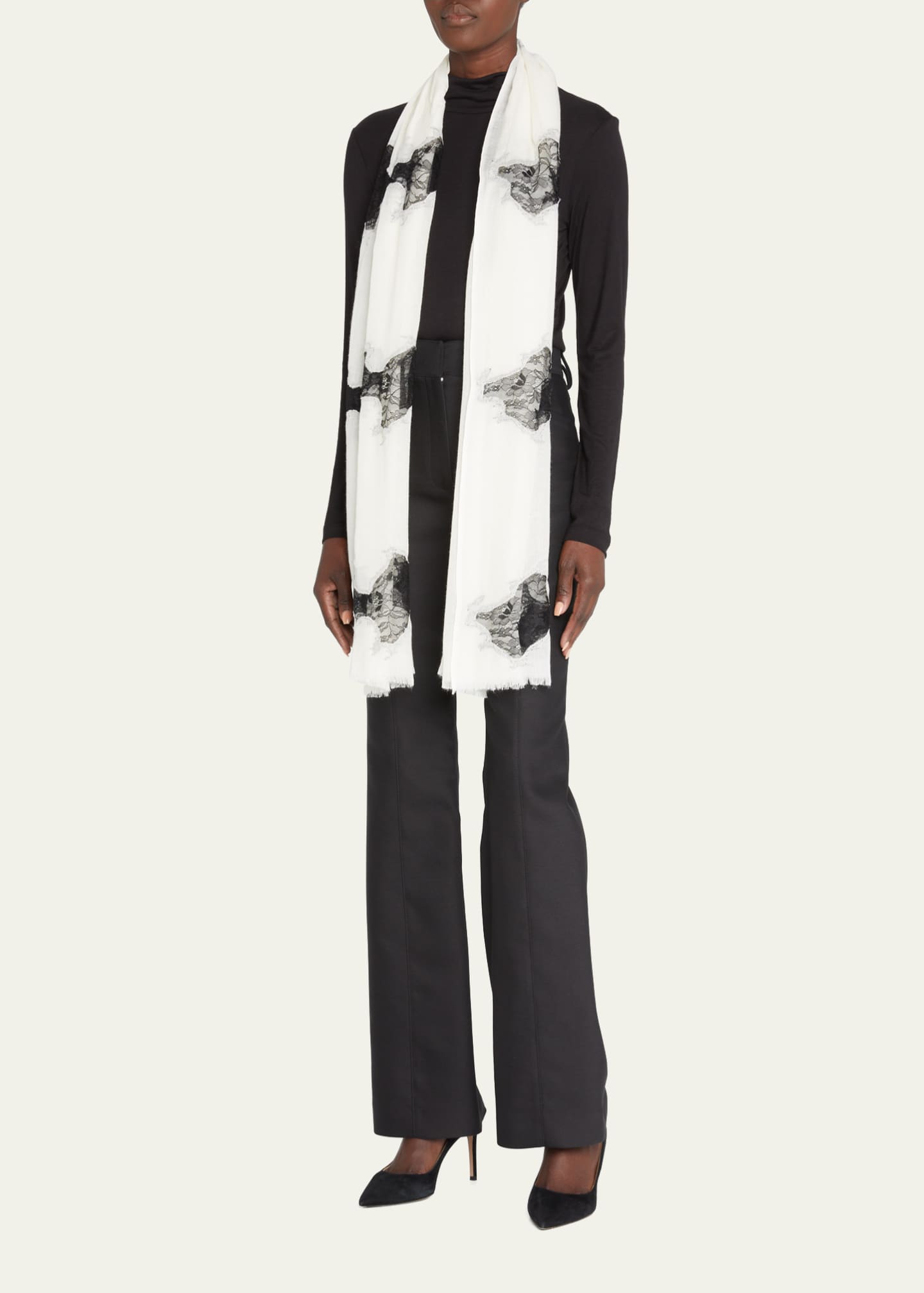 Bindya Accessories Soul Spectrum Lace Wool-Silk Stole - Bergdorf Goodman