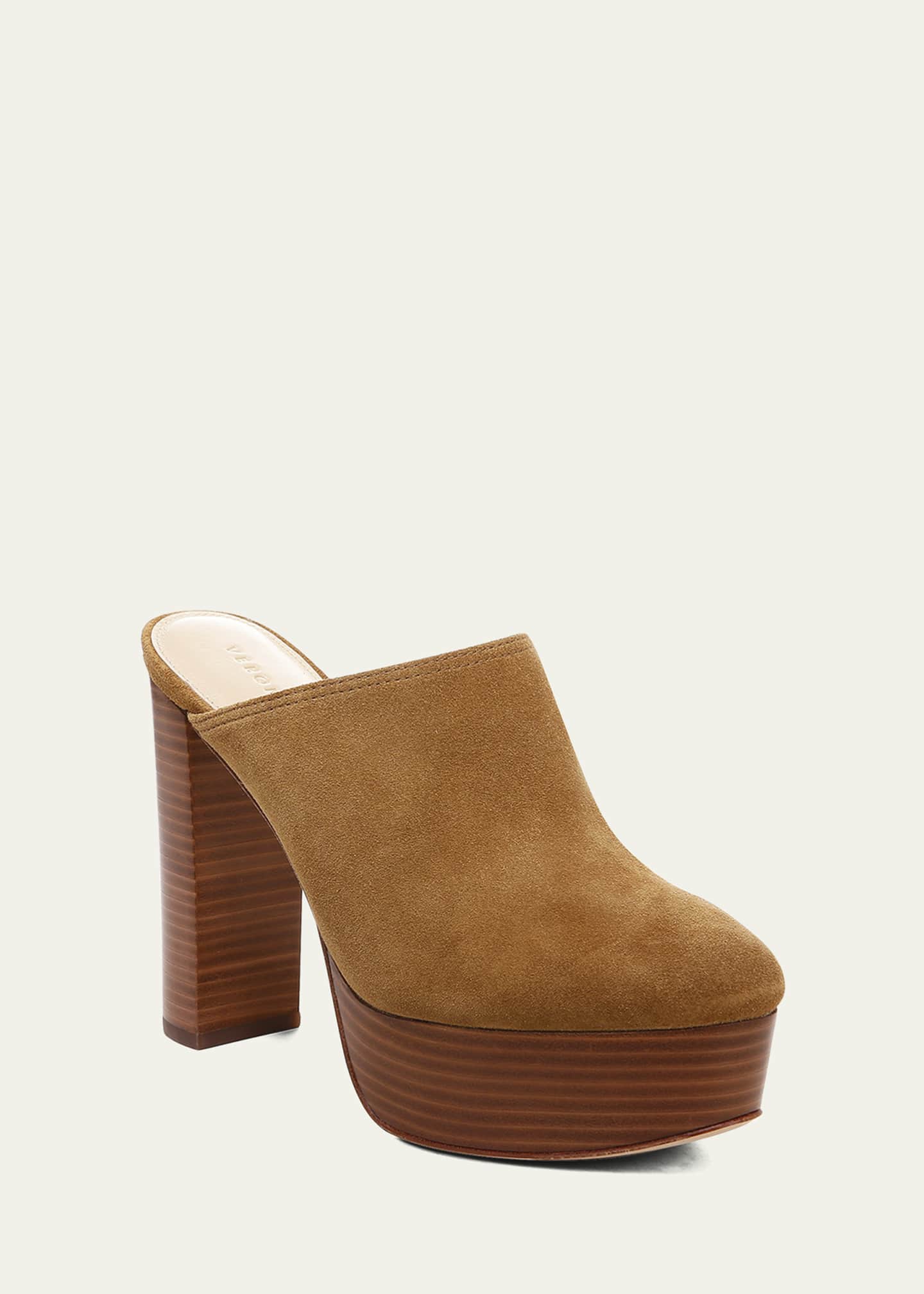 Veronica Beard Maren Suede Platform Mules - Bergdorf Goodman