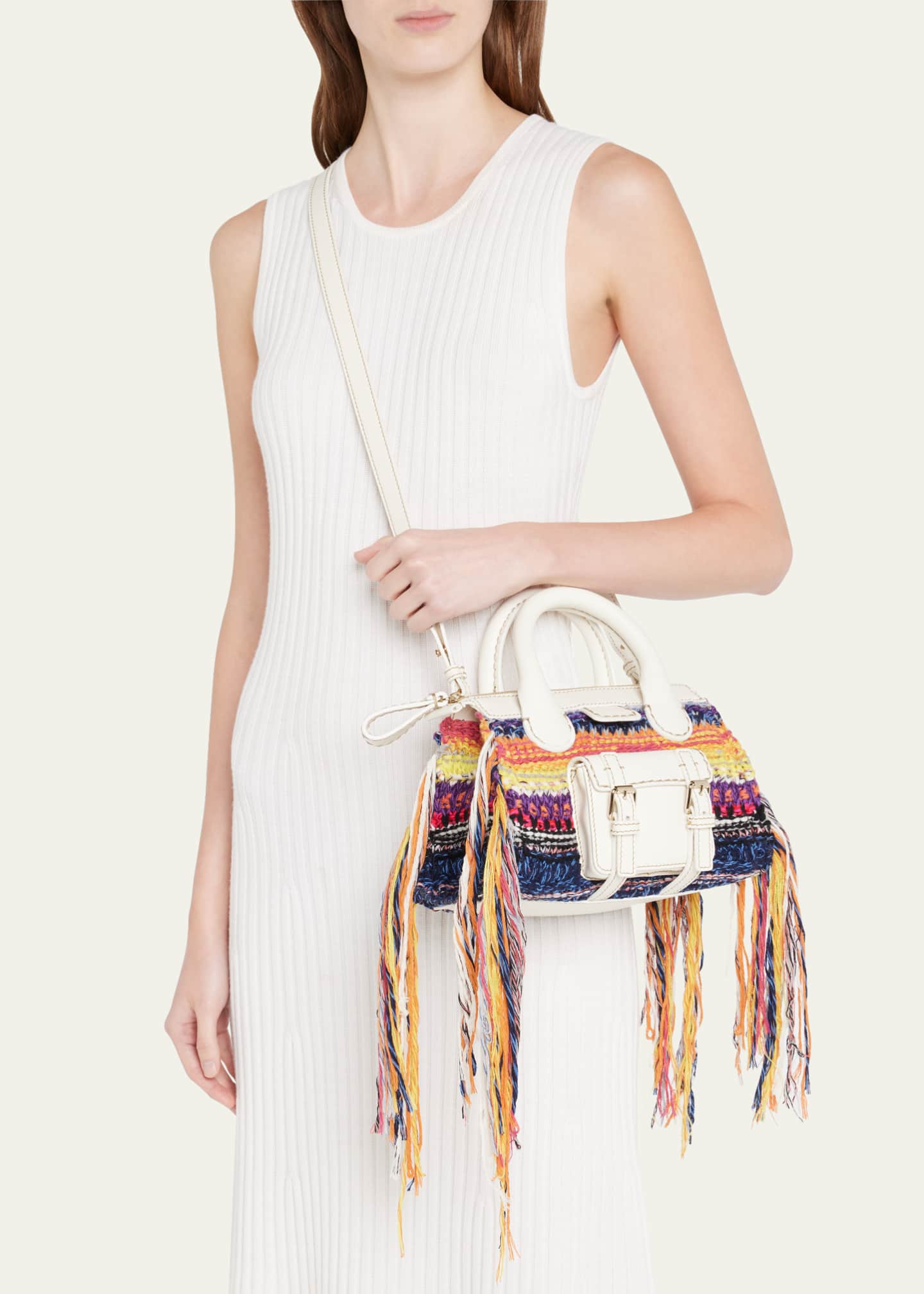 Chloe Edith Mini Fringe Knit Cashmere Satchel Bag - Bergdorf Goodman