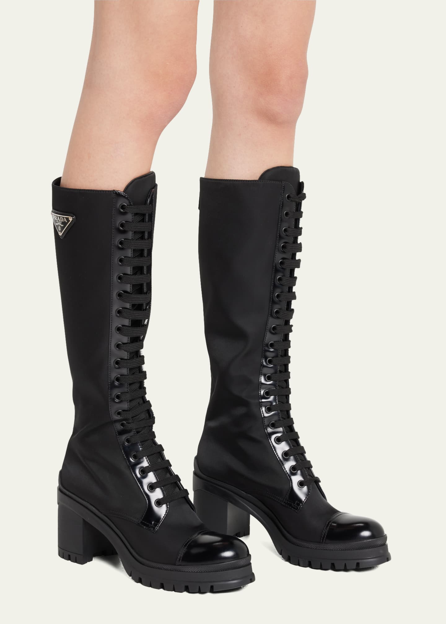 Prada Lace-Up Combat Knee Boots - Bergdorf Goodman