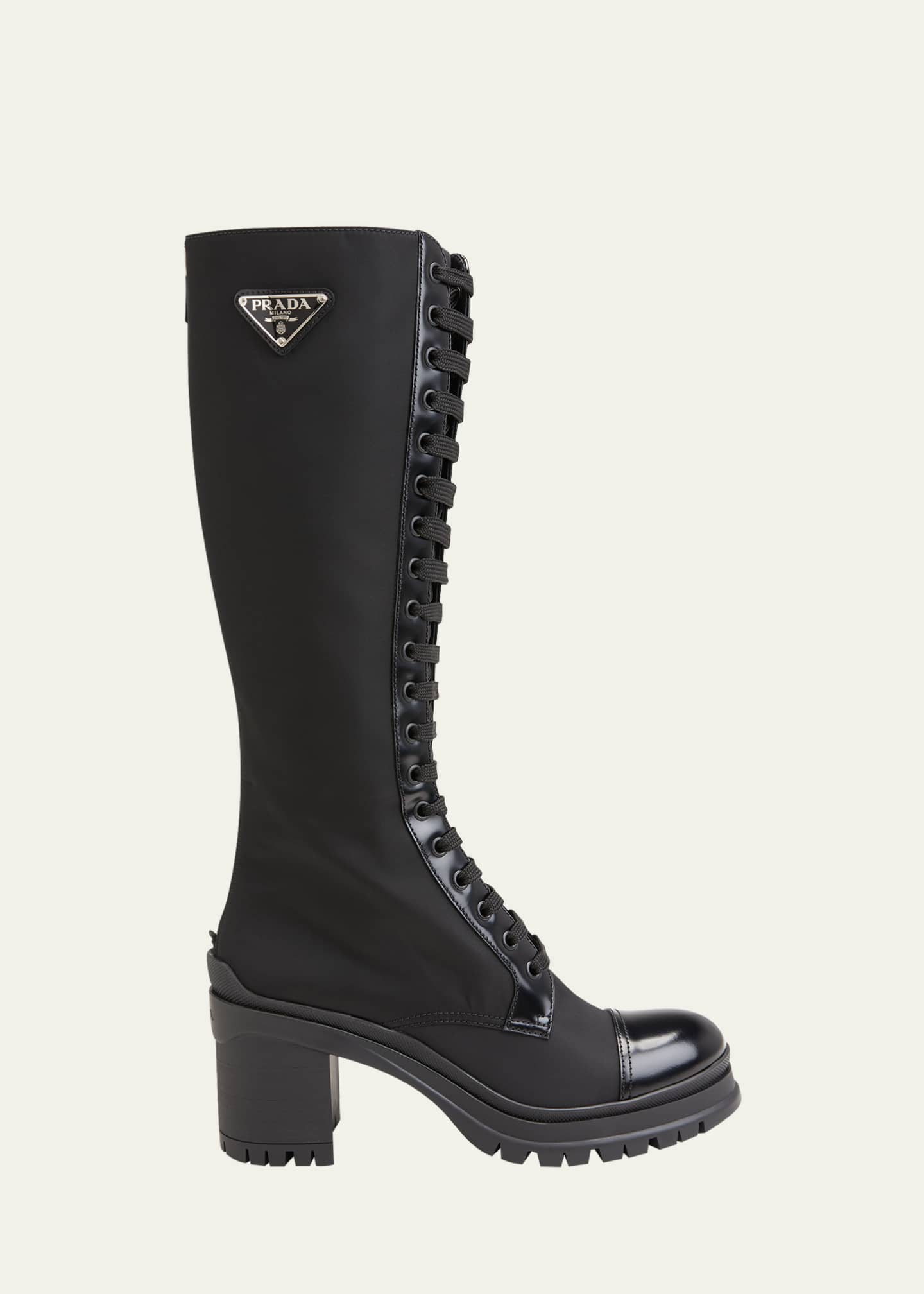 Prada Lace-Up Combat Knee Boots - Bergdorf Goodman