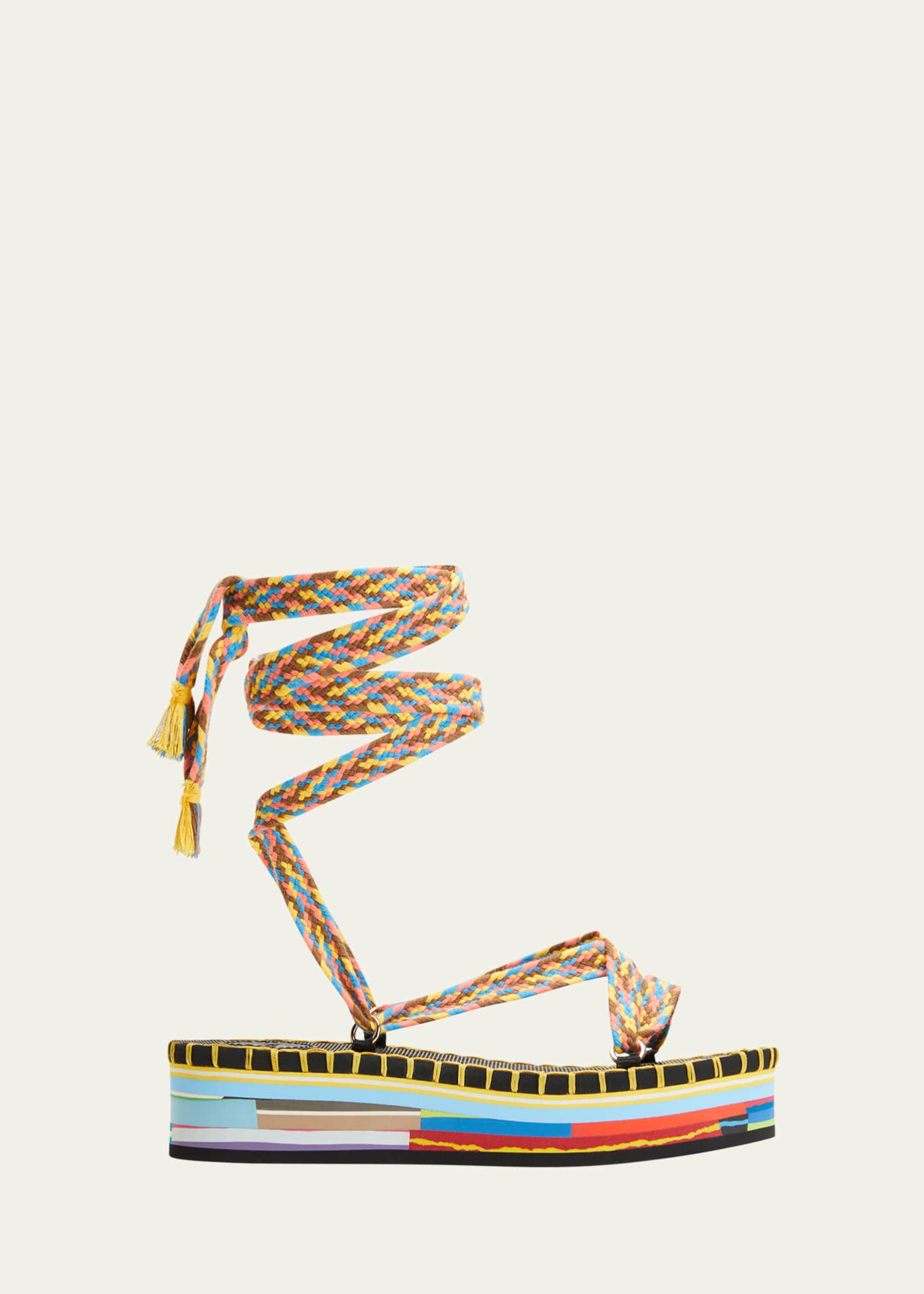 Chloe Lou Multicolor Braided Ankle-Wrap Sandals - Bergdorf Goodman