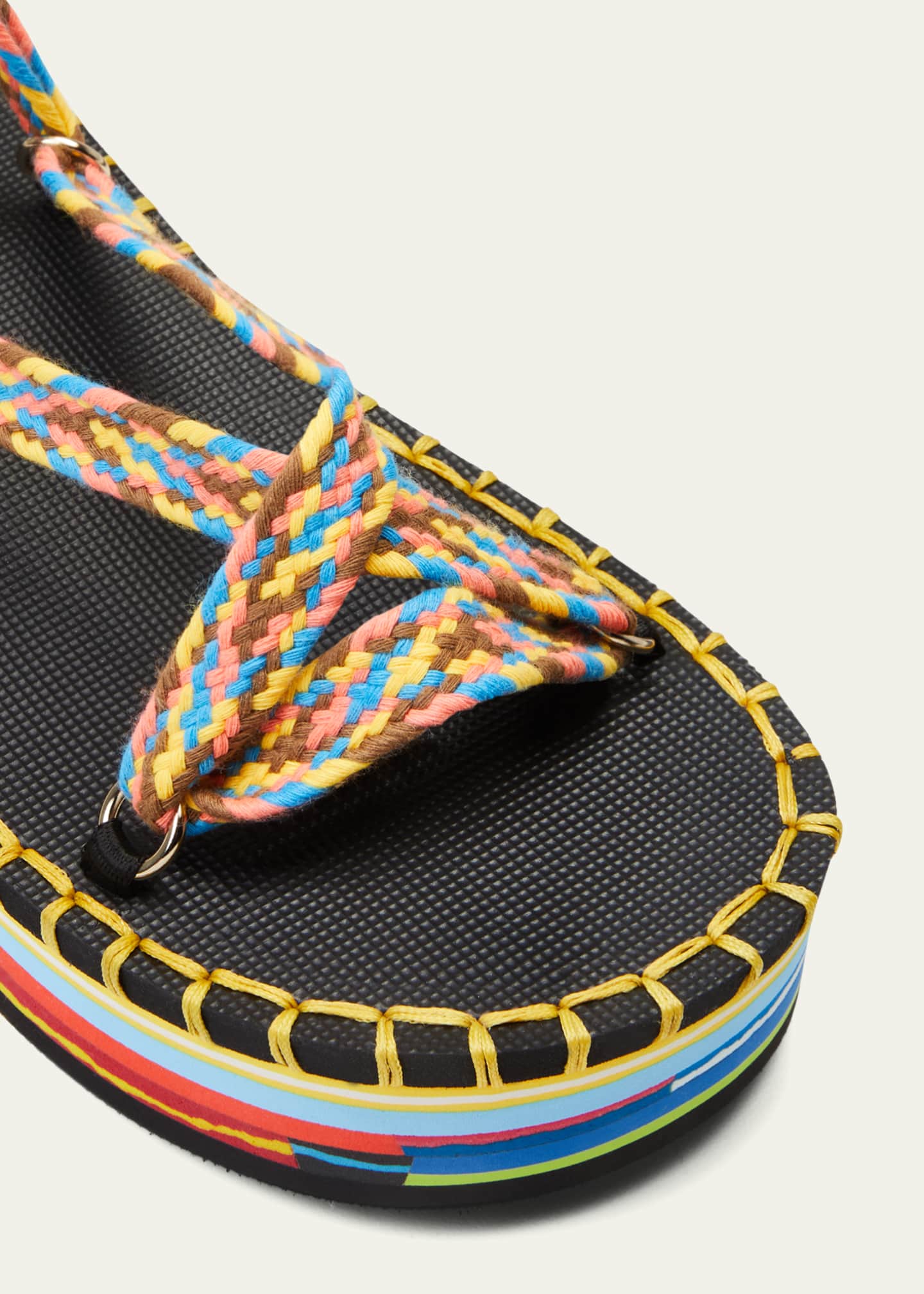Chloe Lou Multicolor Braided Ankle-Wrap Sandals - Bergdorf Goodman